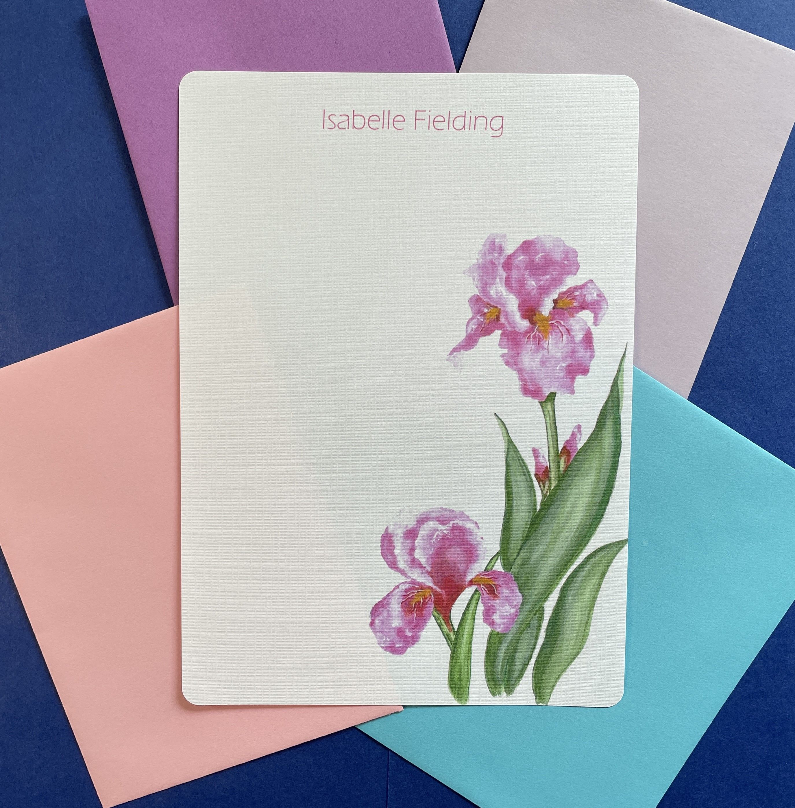Pink Iris, Personalized Writing Paper Stationery - Set Of 36 | Inspire ...