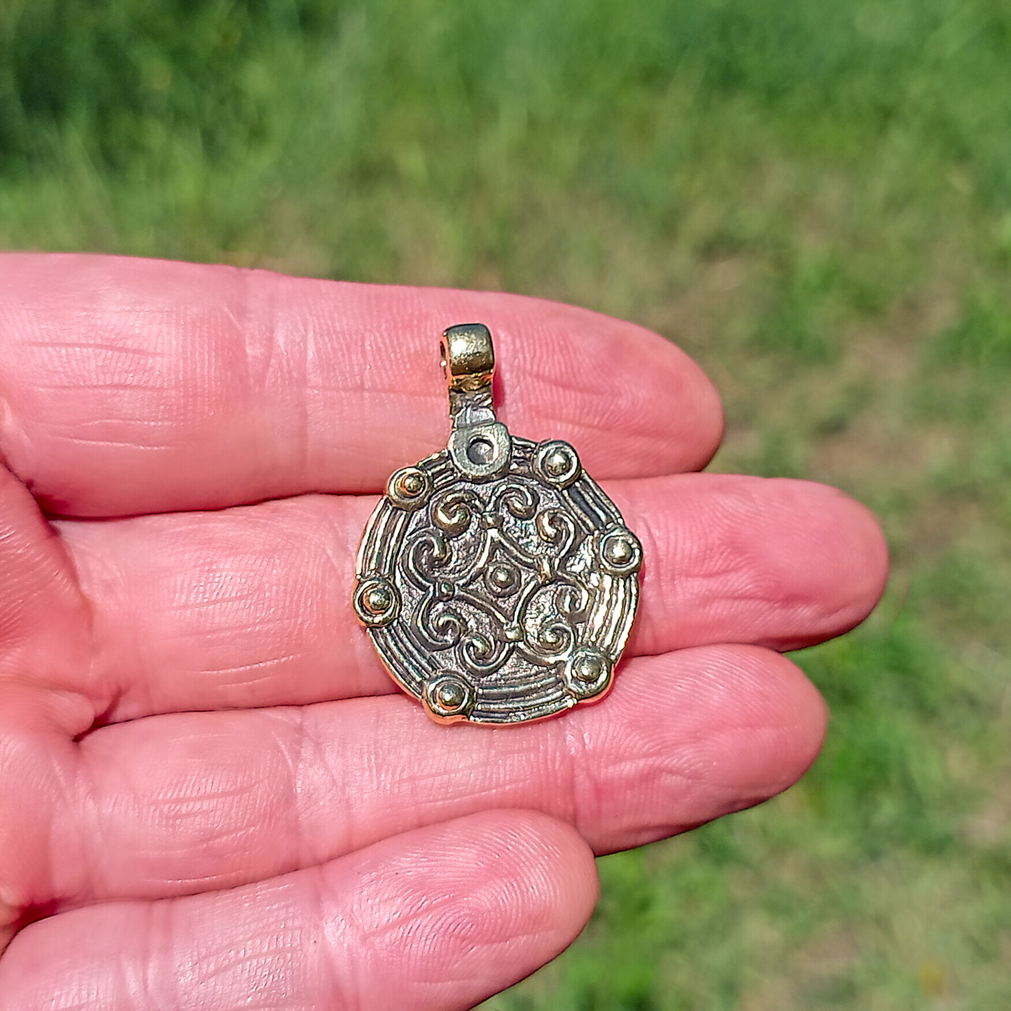 Brass pendant cross in a circle,medieval brass locket,ukrain | Inspire ...