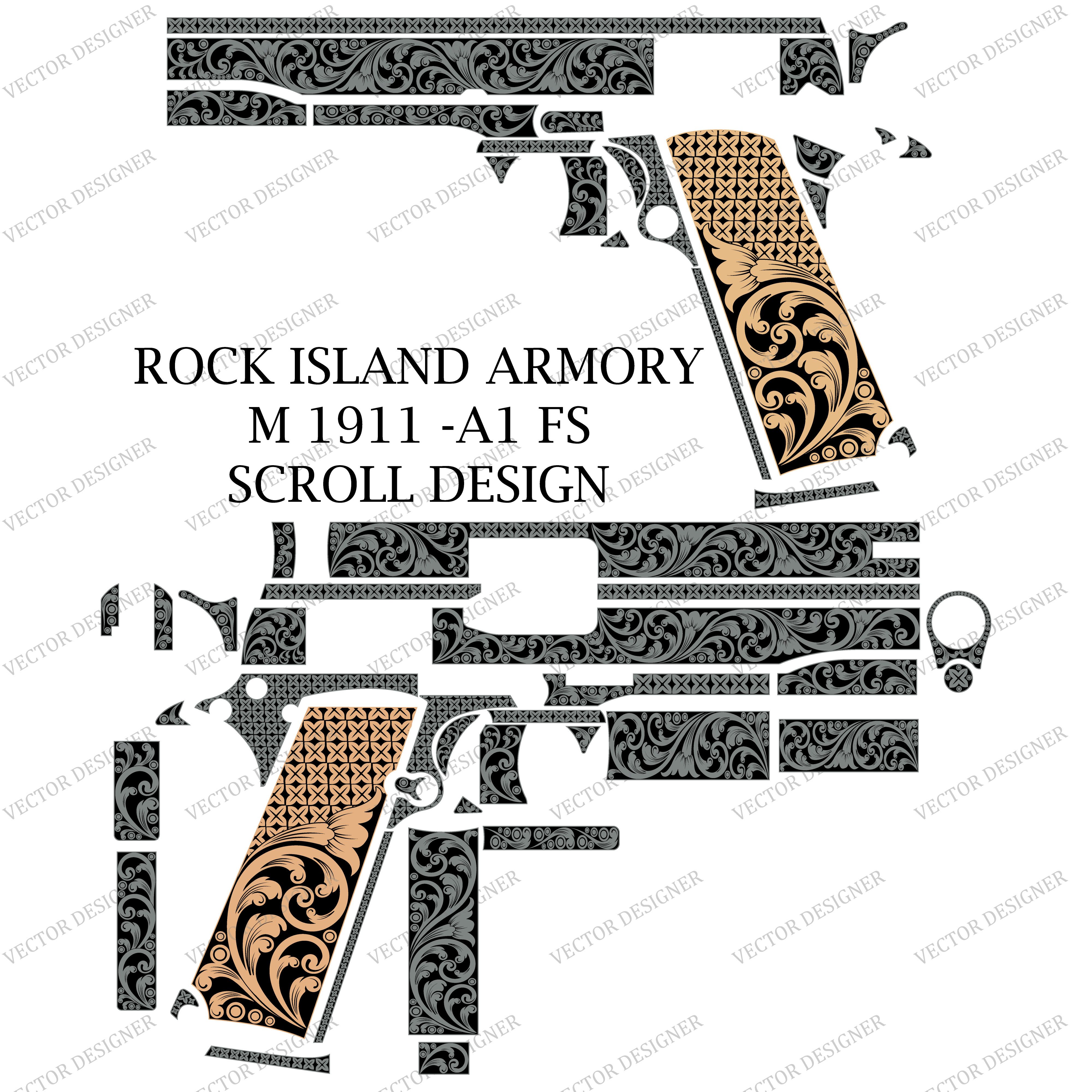 Laser Engraving Vector Rock Island Armory M 1911 A1 FS Scrol | Inspire ...