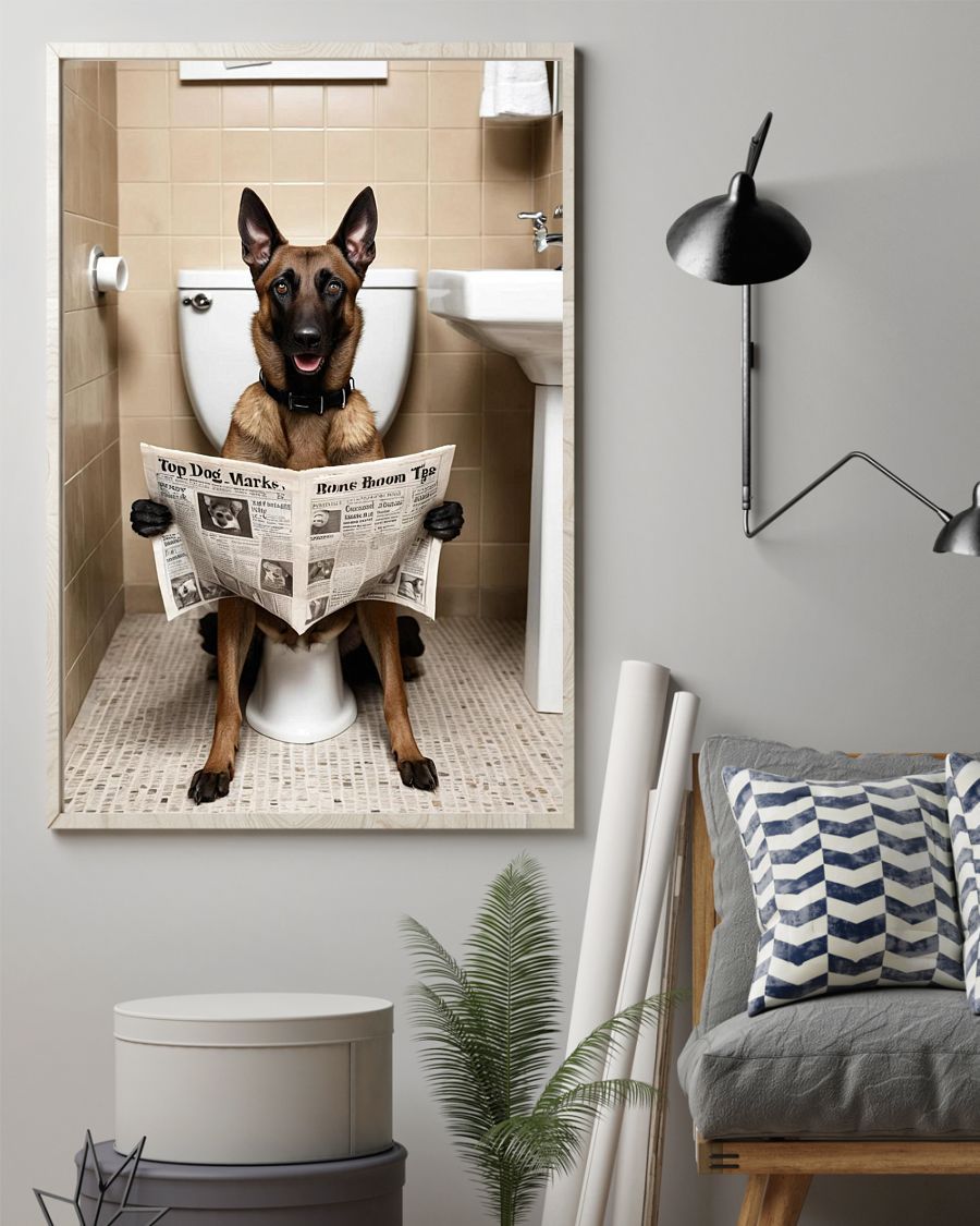 Belgian Shepherd Sitting on the Toilet and Reading Newspaper | Inspire ...