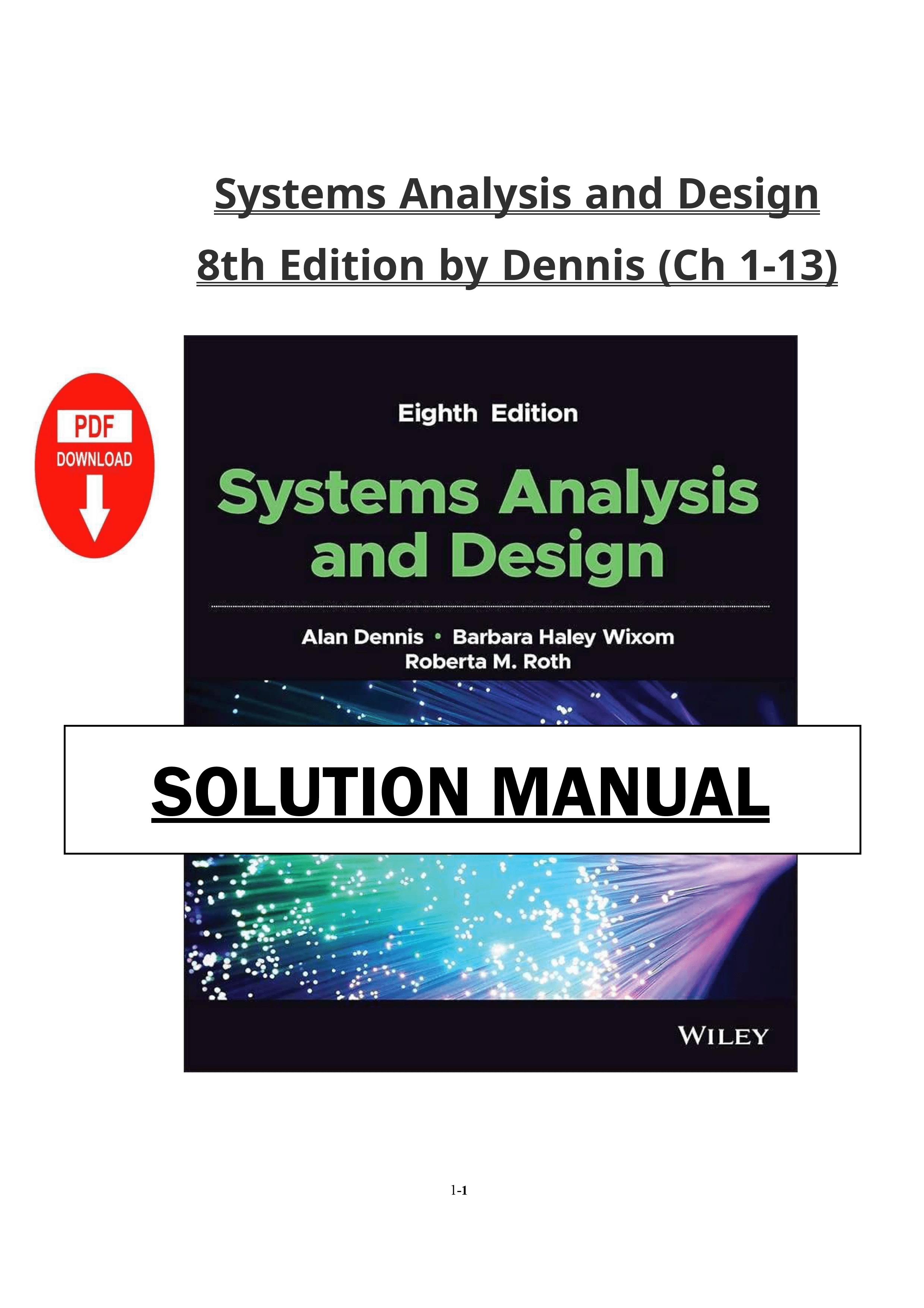 Solutions Manual For Systems Analysis and Design, 8th Editio | Inspire Uplift