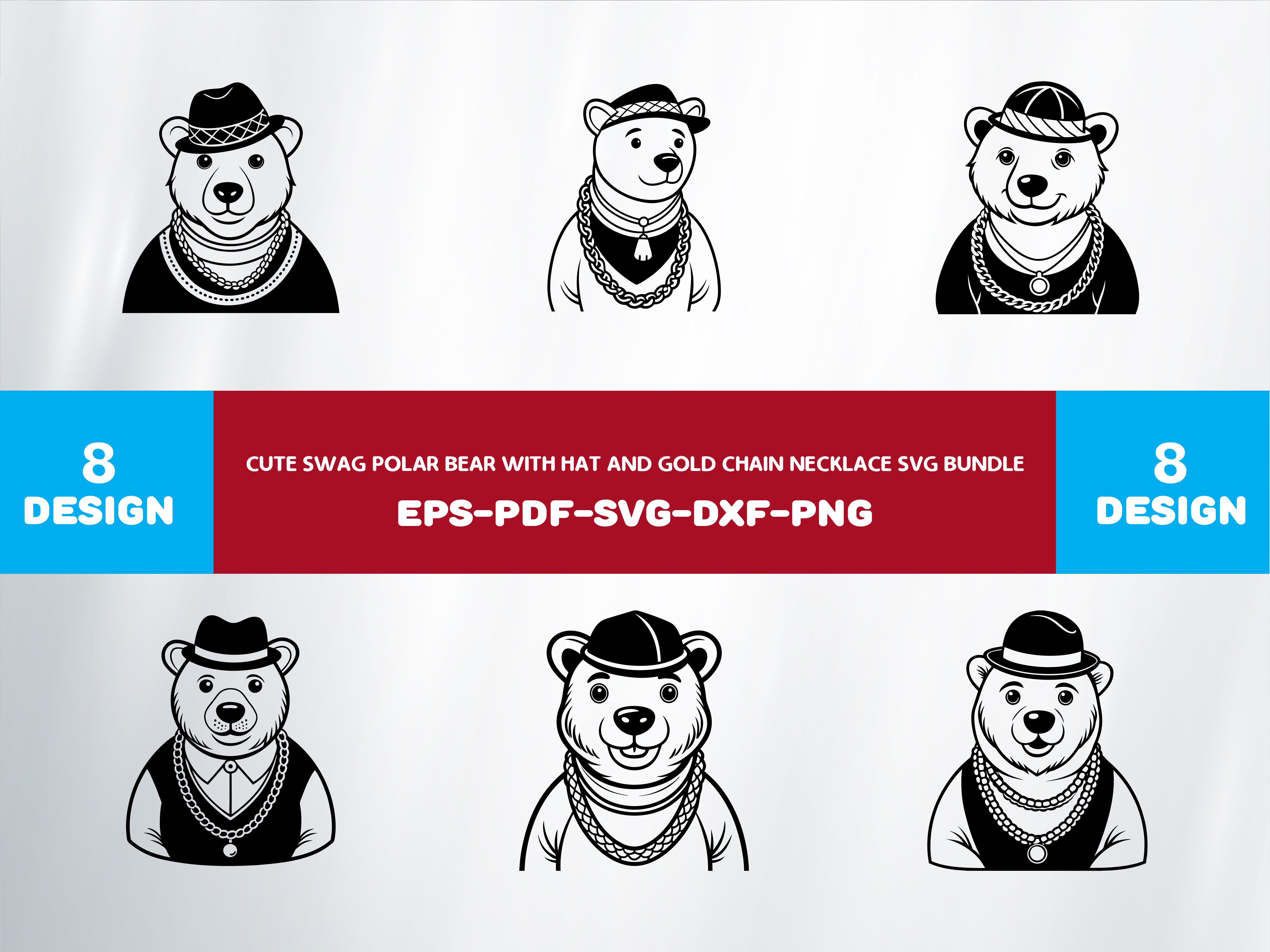 Cute Swag Polar Bear With Hat And gold chain necklace | Inspire Uplift