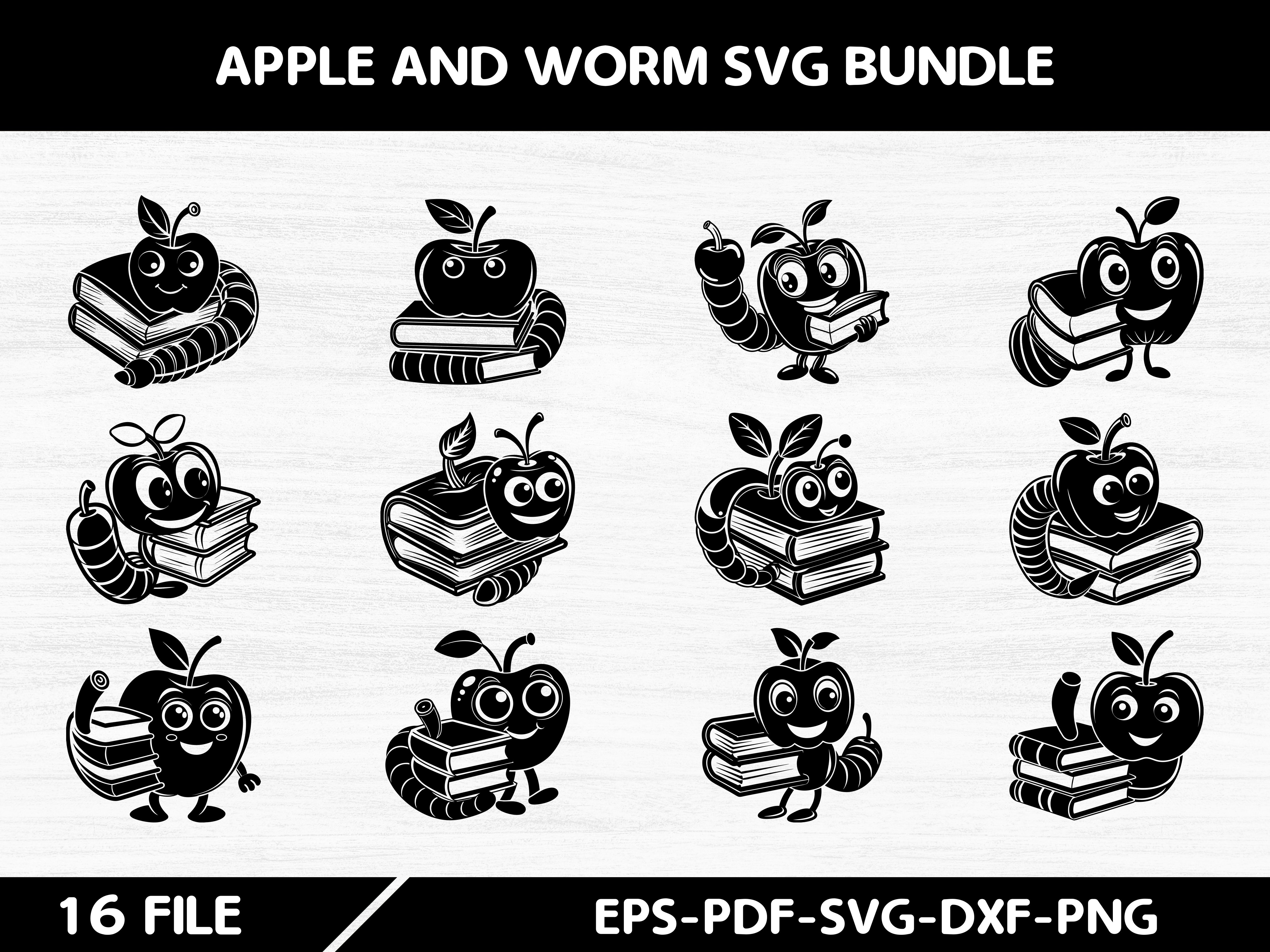 Apple And Worm Svg bundle | Inspire Uplift