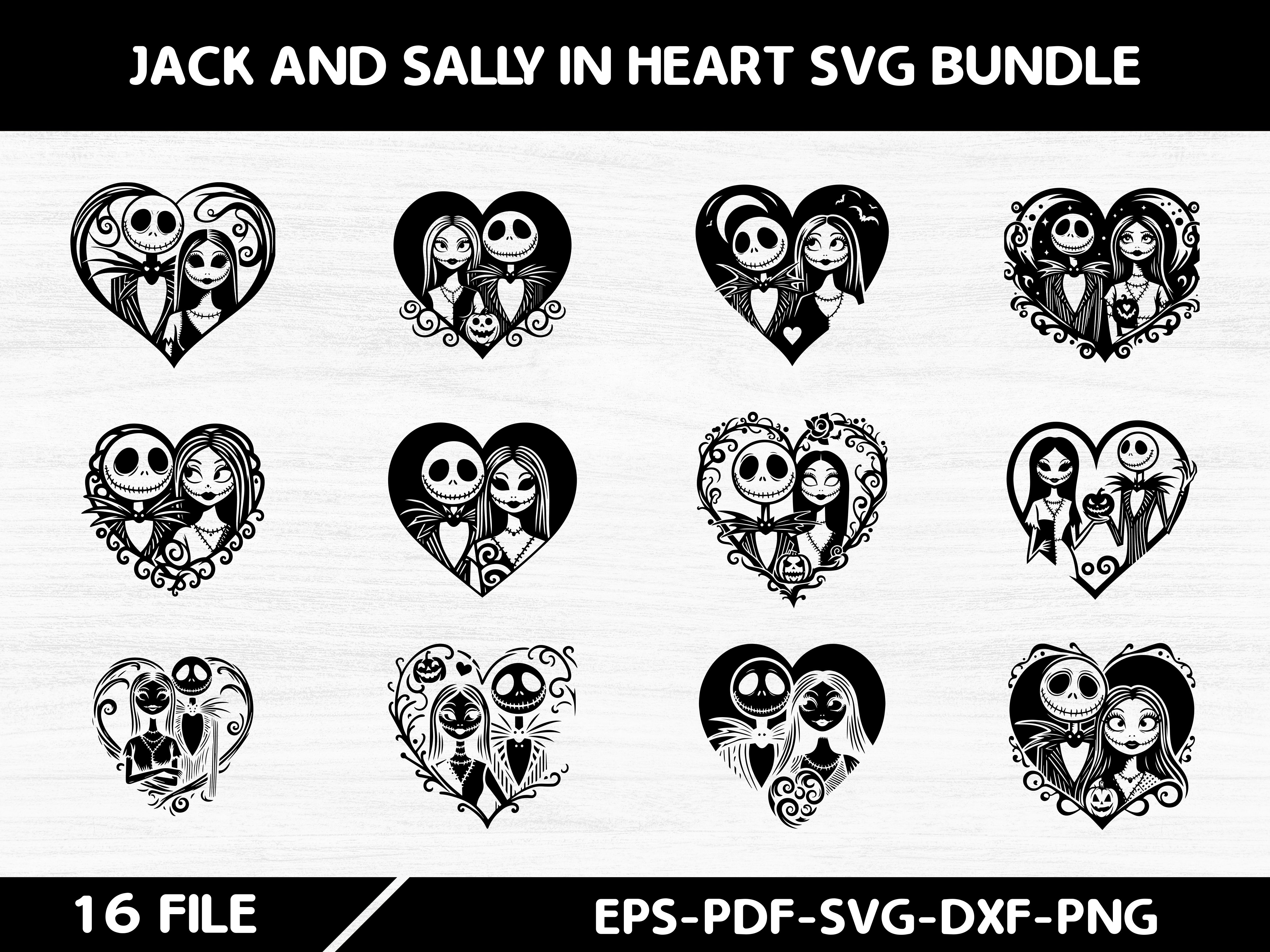 Jack and Sally in Heart SVG bundle | Inspire Uplift