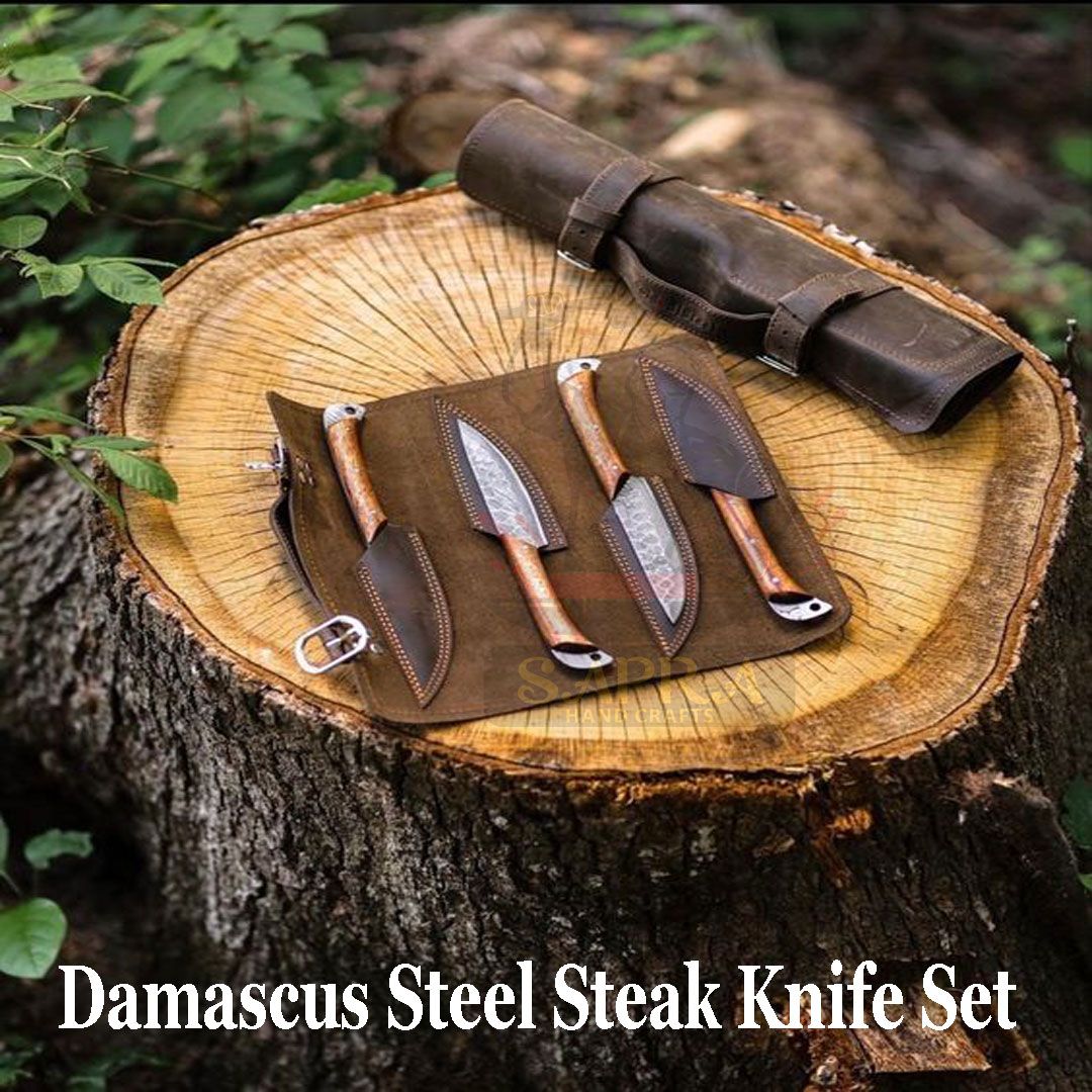 4-Piece Damascus Steel Steak Knife Set – Handmade Dining Kni | Inspire ...