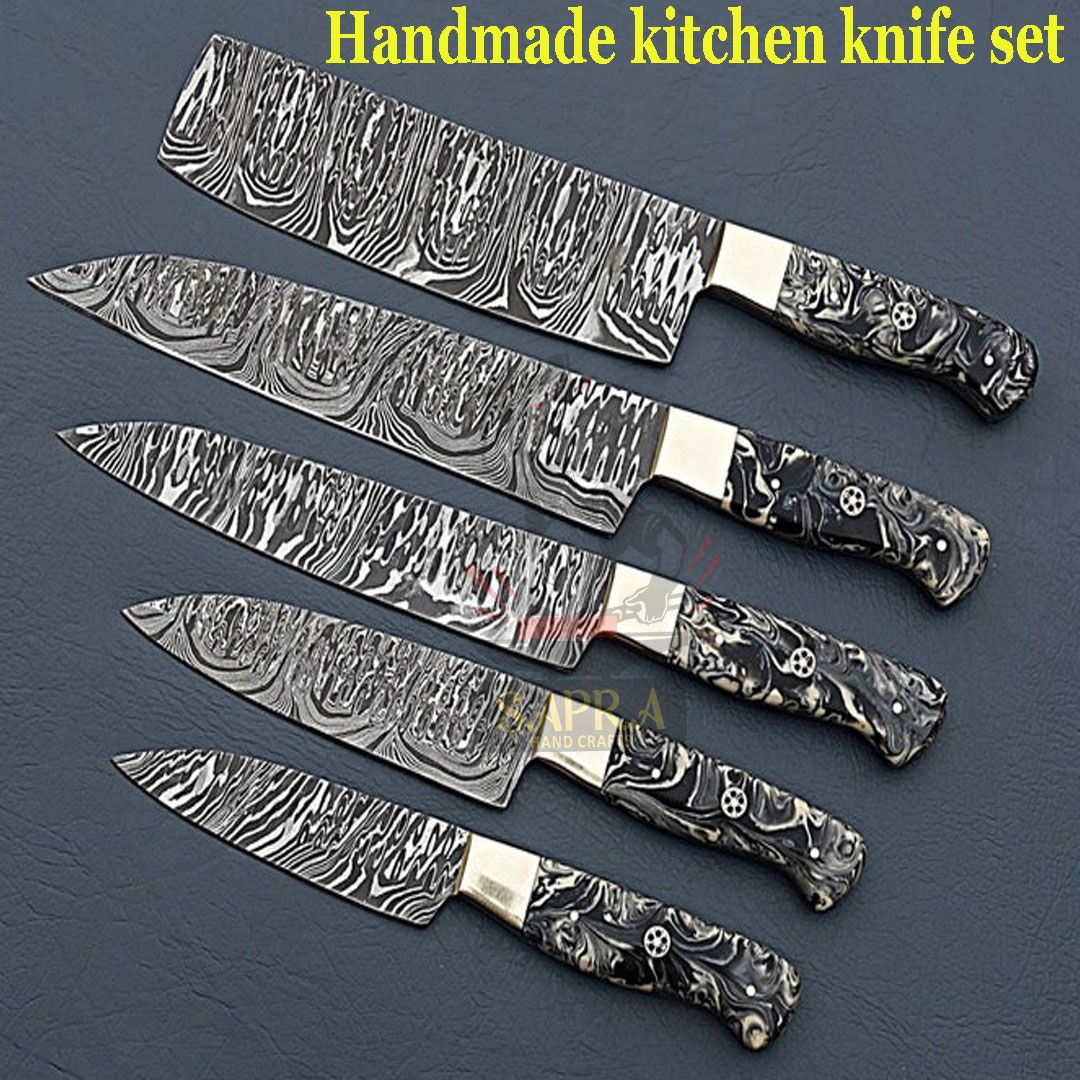 Handcrafted Forged Damascus Steel Kitchen Knives Set – Premi | Inspire ...