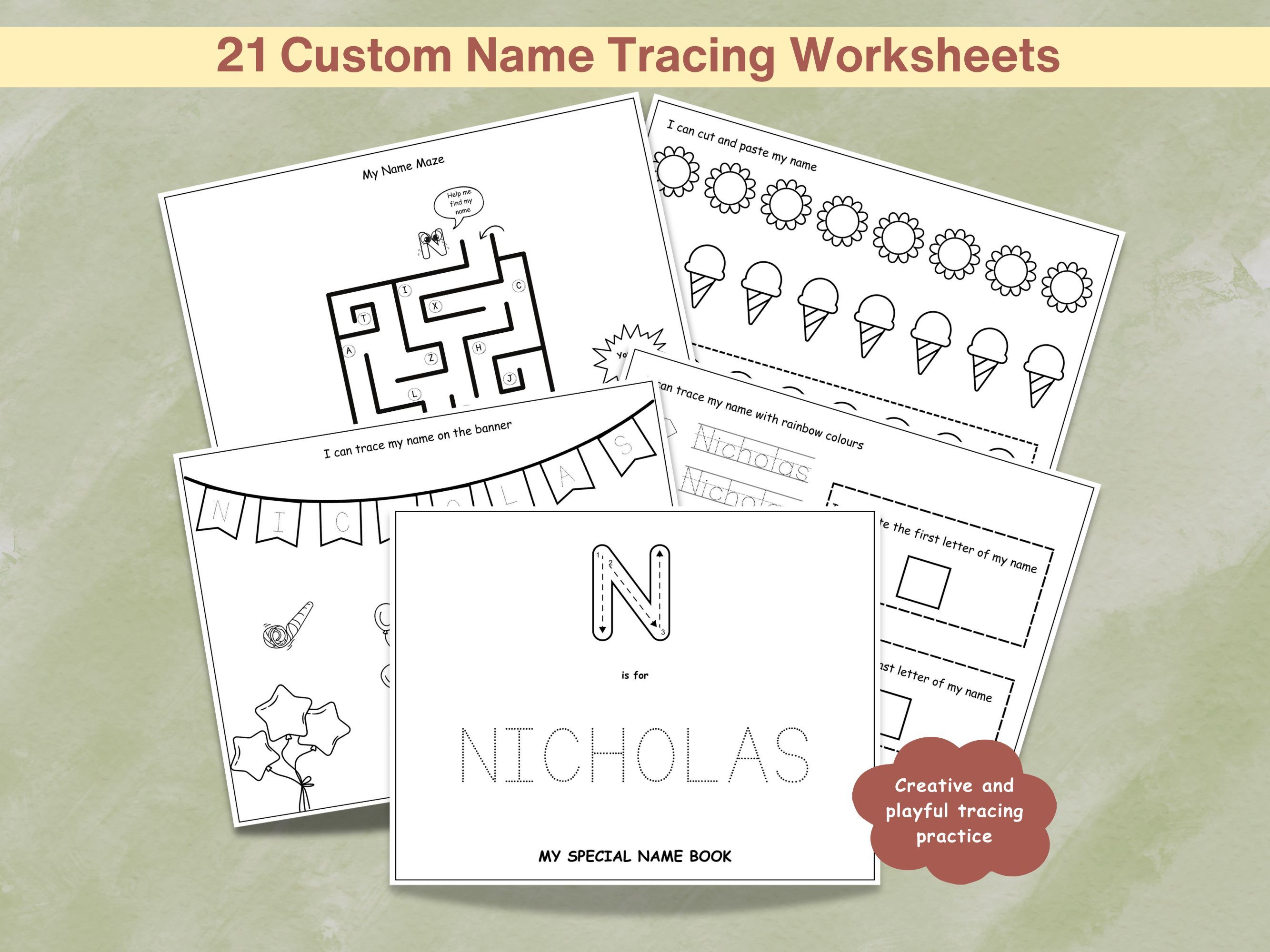 Custom Name Tracing Worksheets – Personalized Fun Learning A | Inspire ...