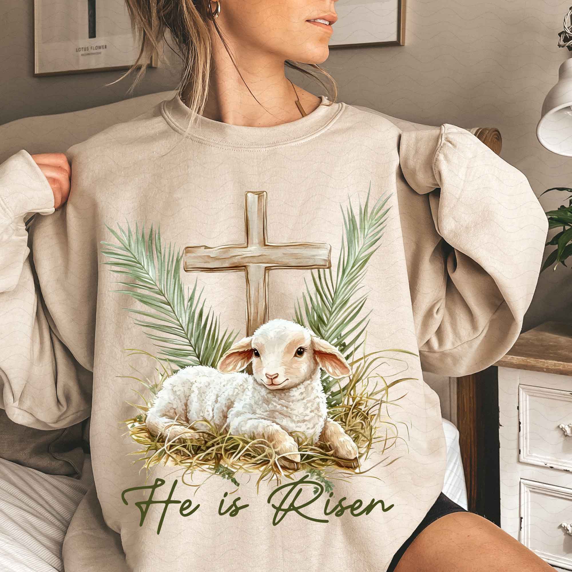 True Easter PNG, He is Risen, lamb crown of thorn cross palm | Inspire ...