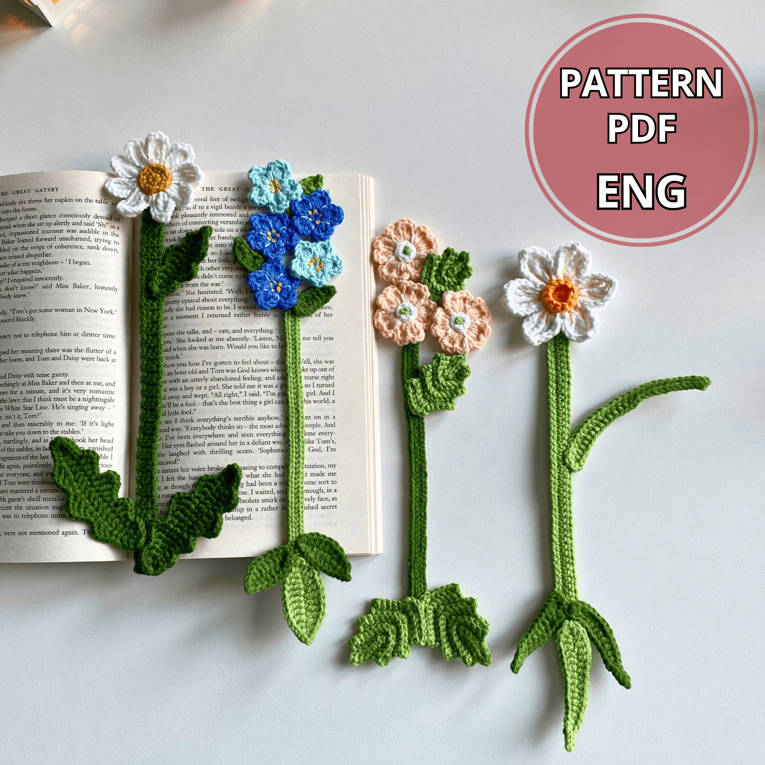 Flower Bookmark Crochet Pattern – Set of 4 DIY Gift Ideas in | Inspire ...