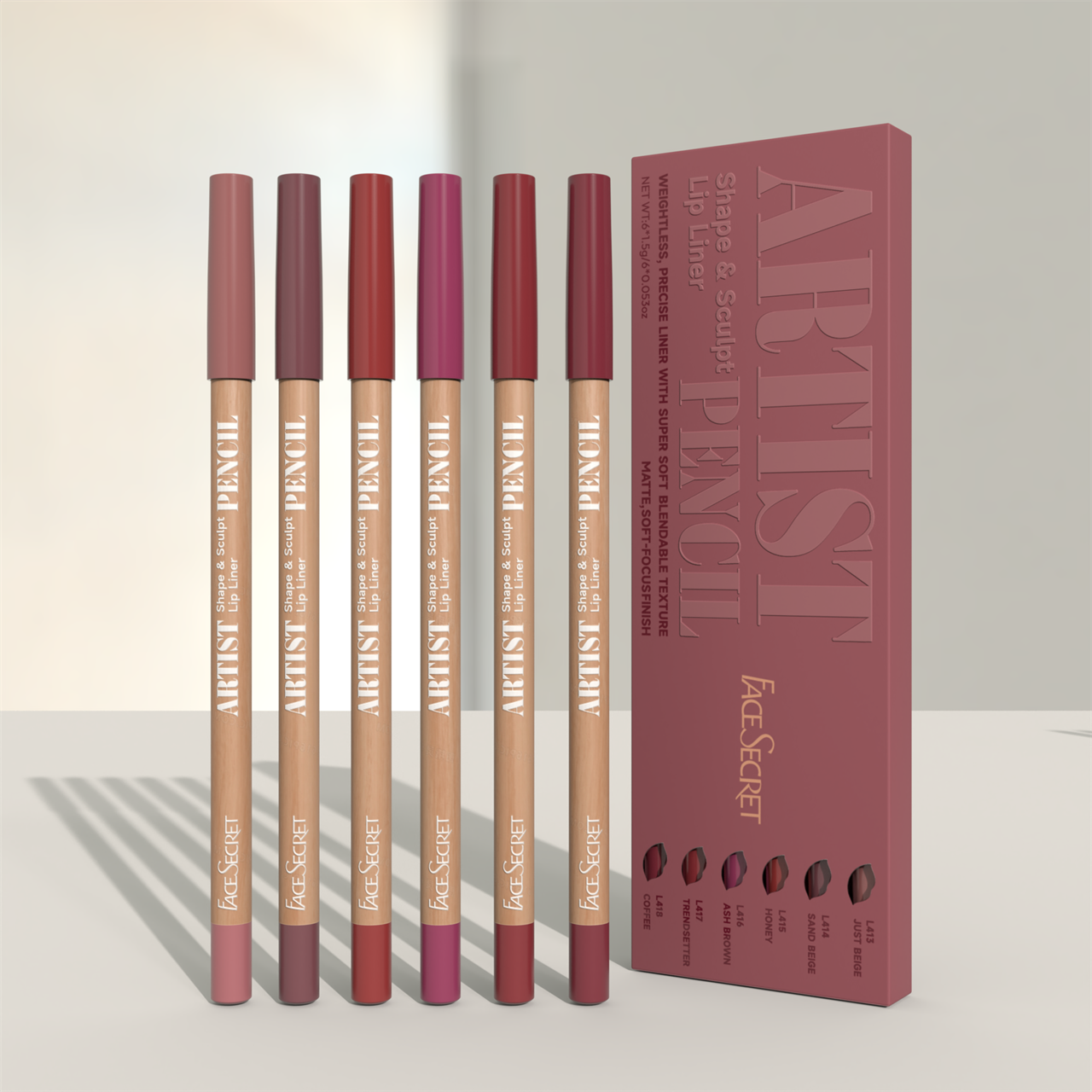 Face Secret Shape Pencil Set Sculpted Lip & Precise Liner | Inspire Uplift