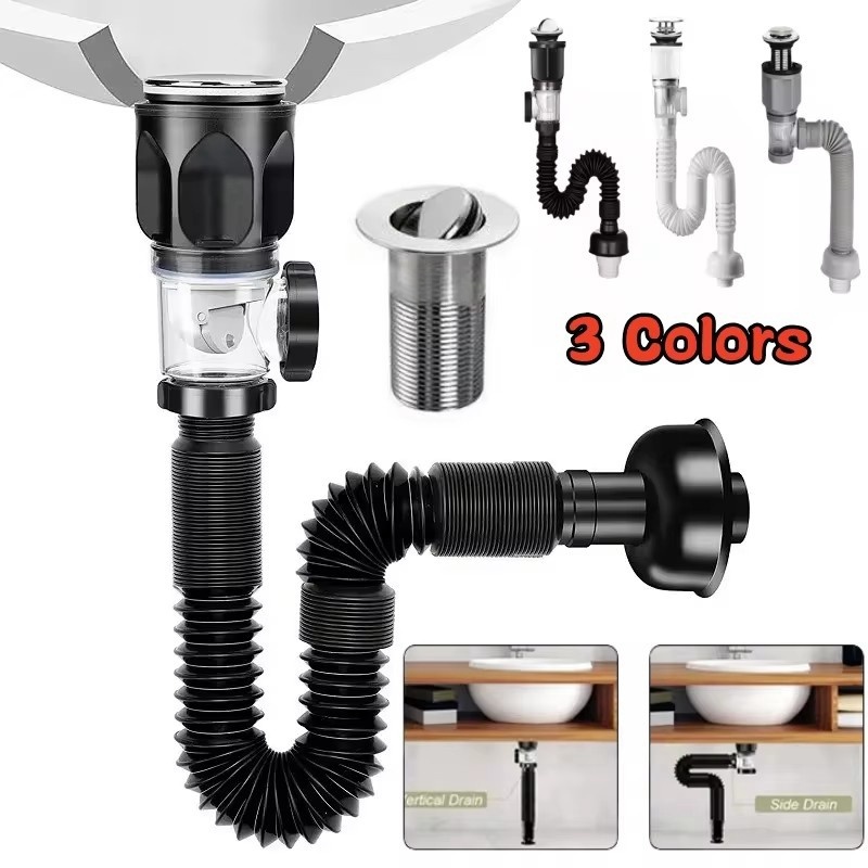 Flip Top Anti Odor Drain Pipe Set Flexible Sink Filter | Inspire Uplift