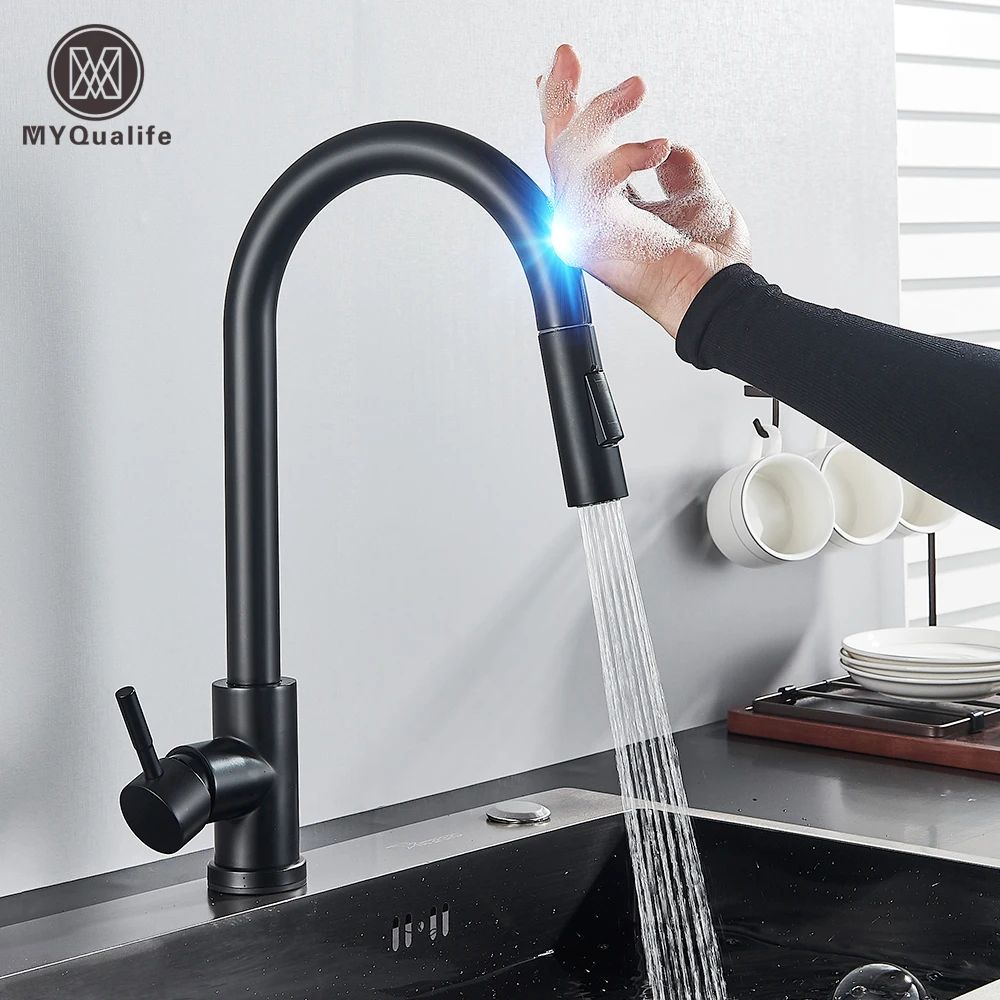 Touch Sensor Black Kitchen Faucet – Pull-Out Tap | Inspire Uplift