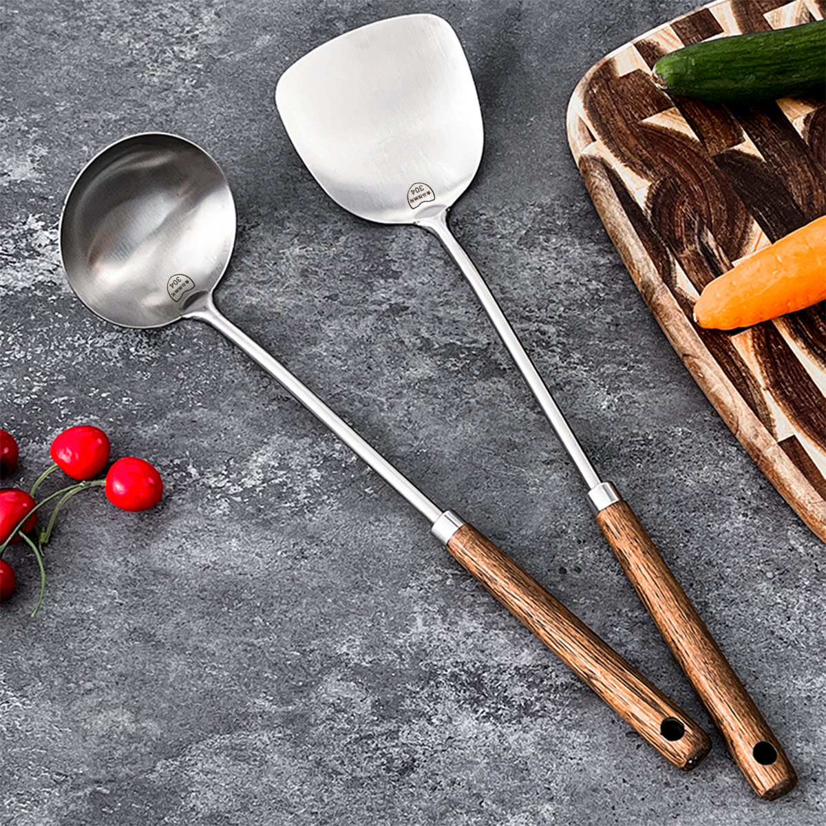 Stainless Steel Turner With Wooden Handle - Heat-Resistant S | Inspire ...