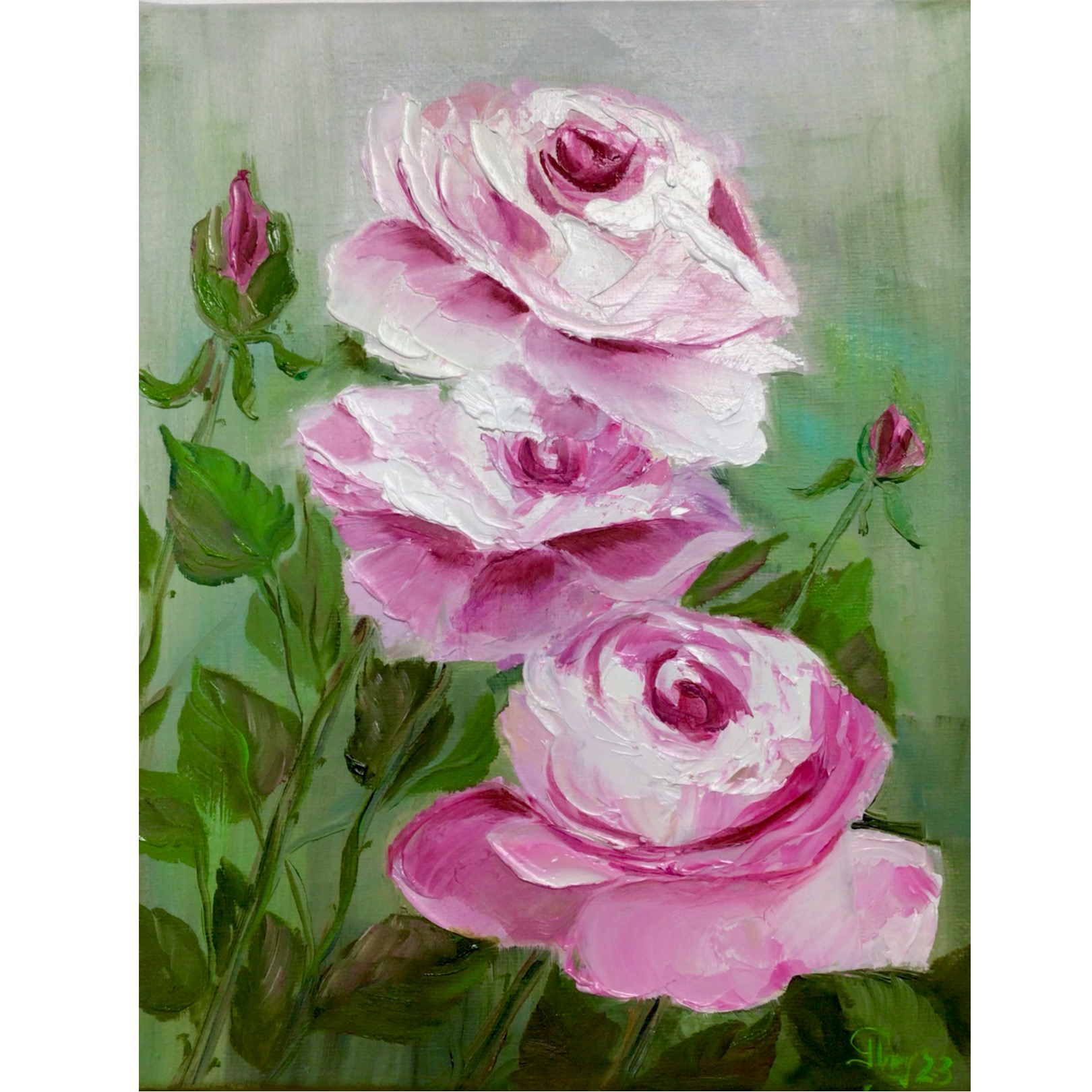 Pink Roses Painting Flowers Artwork Original Art Roses Art I | Inspire ...