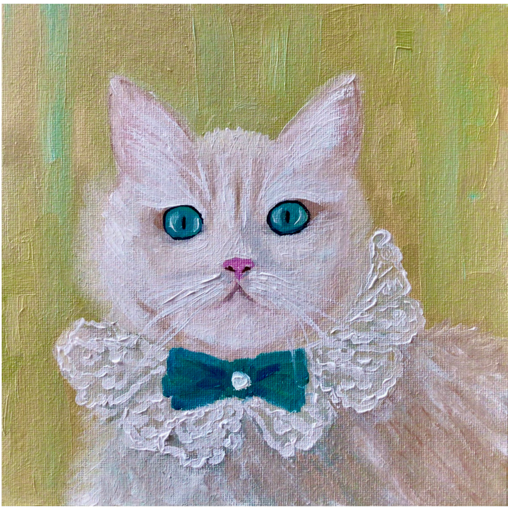 White Cat Painting Original Art Cat Portrait Painting Oil Pa - Inspire ...