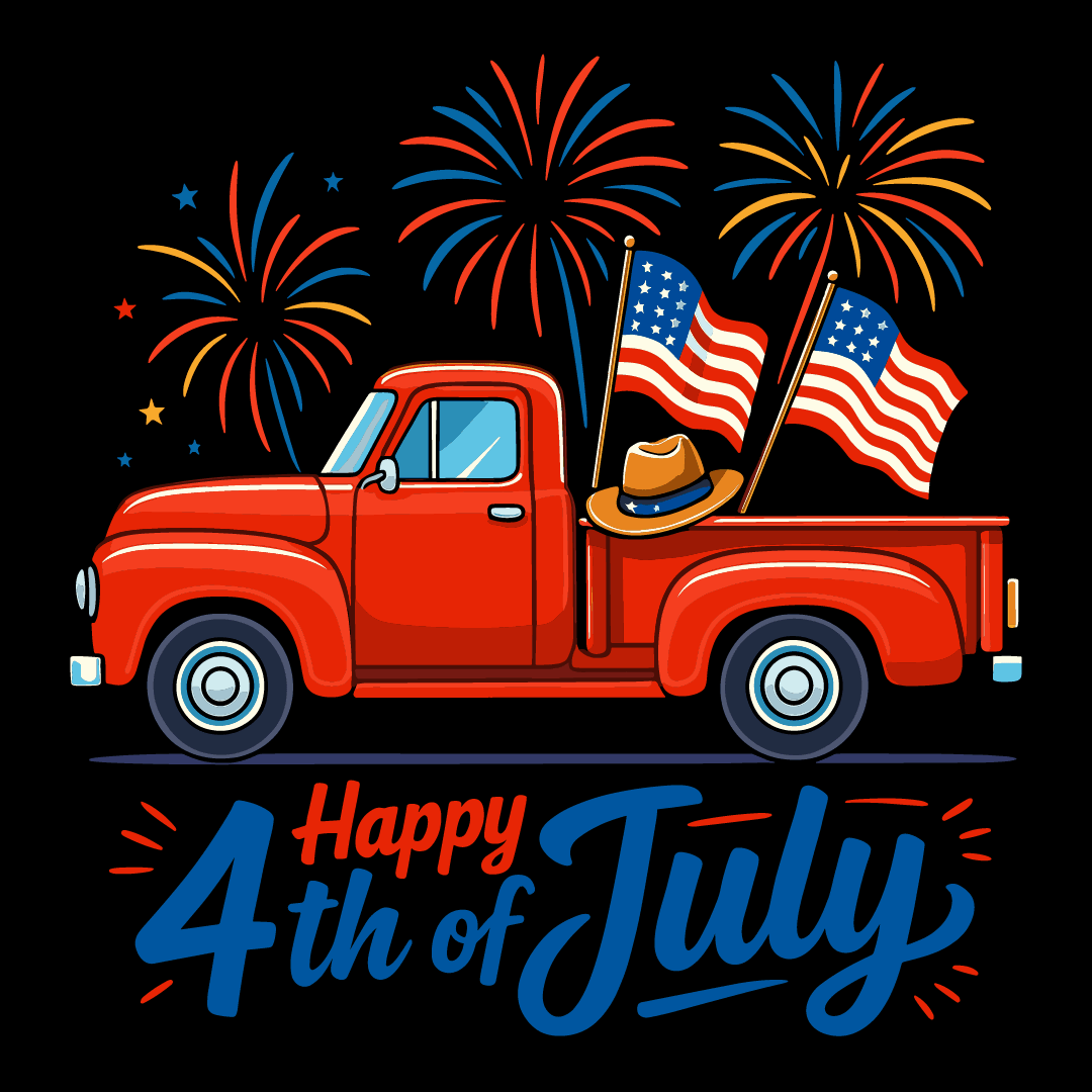 Happy 4th Of July Truck American Flag Firework Patriotic USA | Inspire ...
