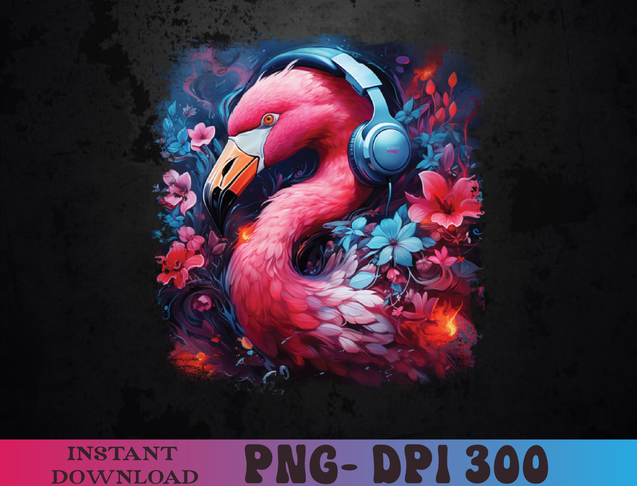 Cute Anime gamer flamingo gaming headphones pink flowers art | Inspire ...