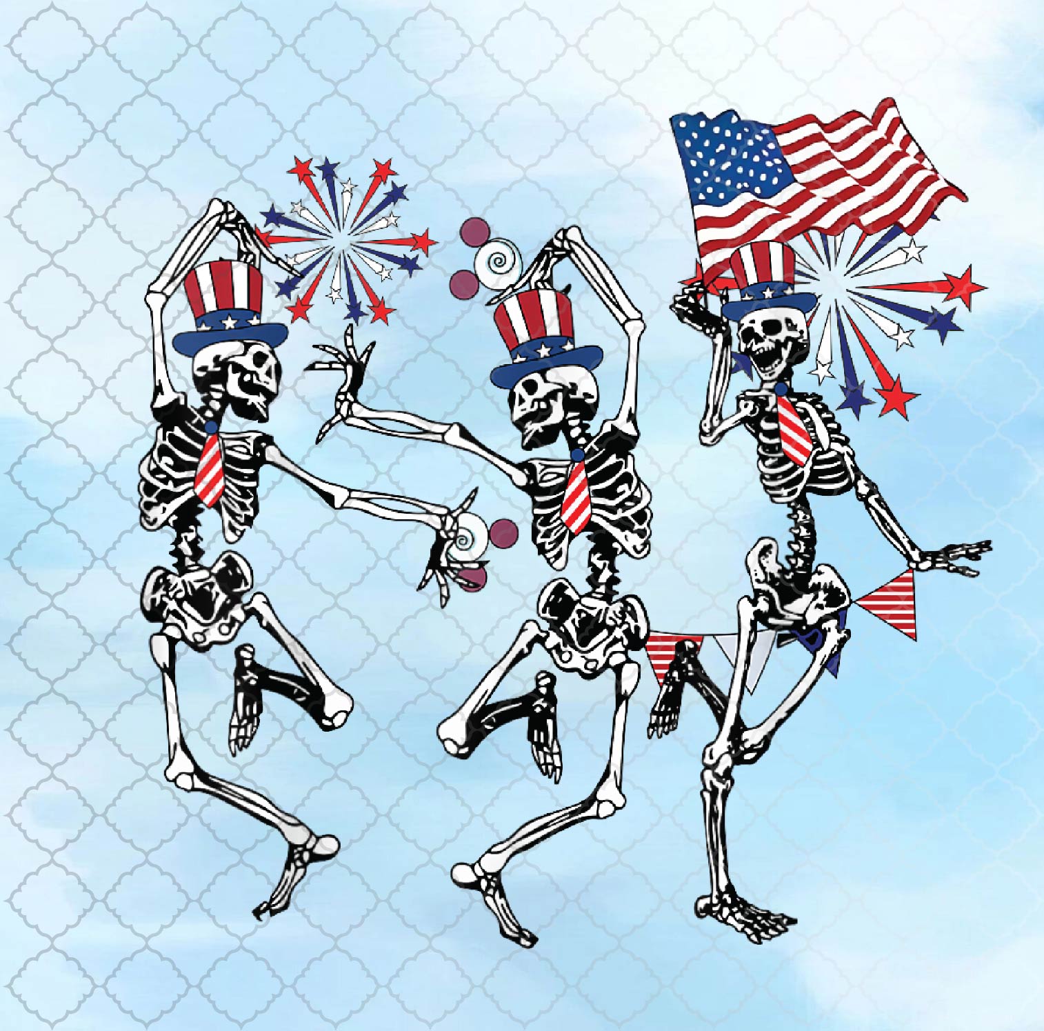 Funny 4th Of July Dancing Skeleton Retro Patriotic Men Women Inspire