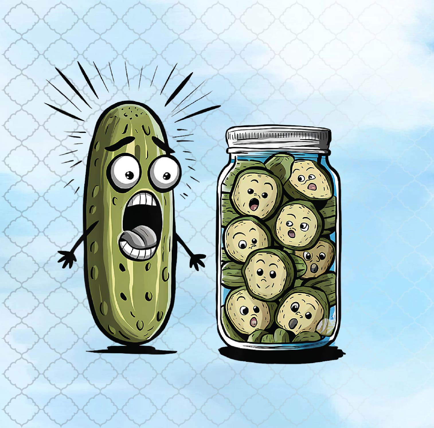 Funny Pickle Surprise A Cucumber & A Jar Of Sliced Pickles P - Inspire Uplift