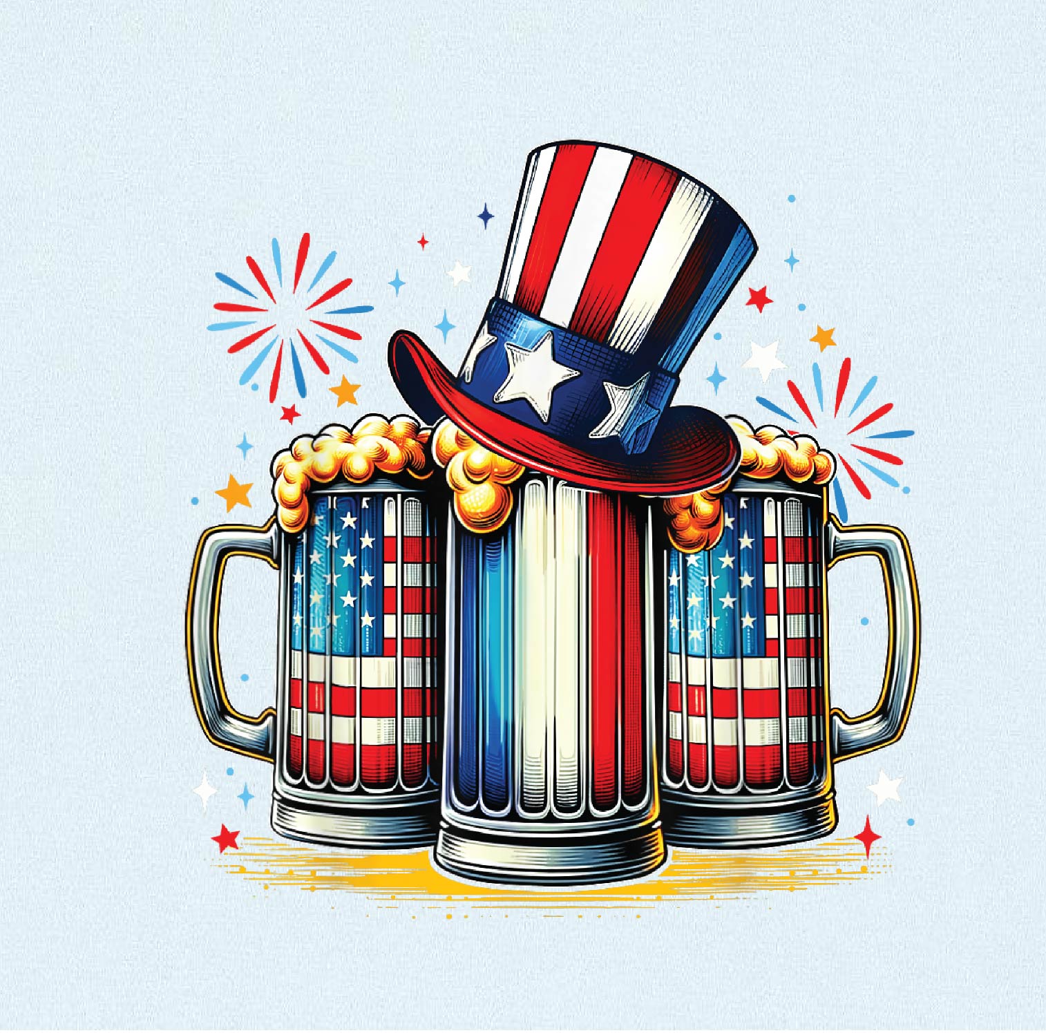 4th of July Beer American Flag Drinking Png Design - Inspire Uplift