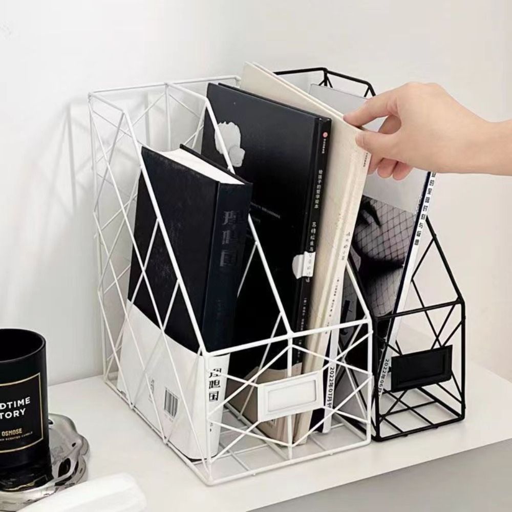 Mesh Metal Desktop File Shelf – Vertical Wrought Iron Holder | Inspire ...