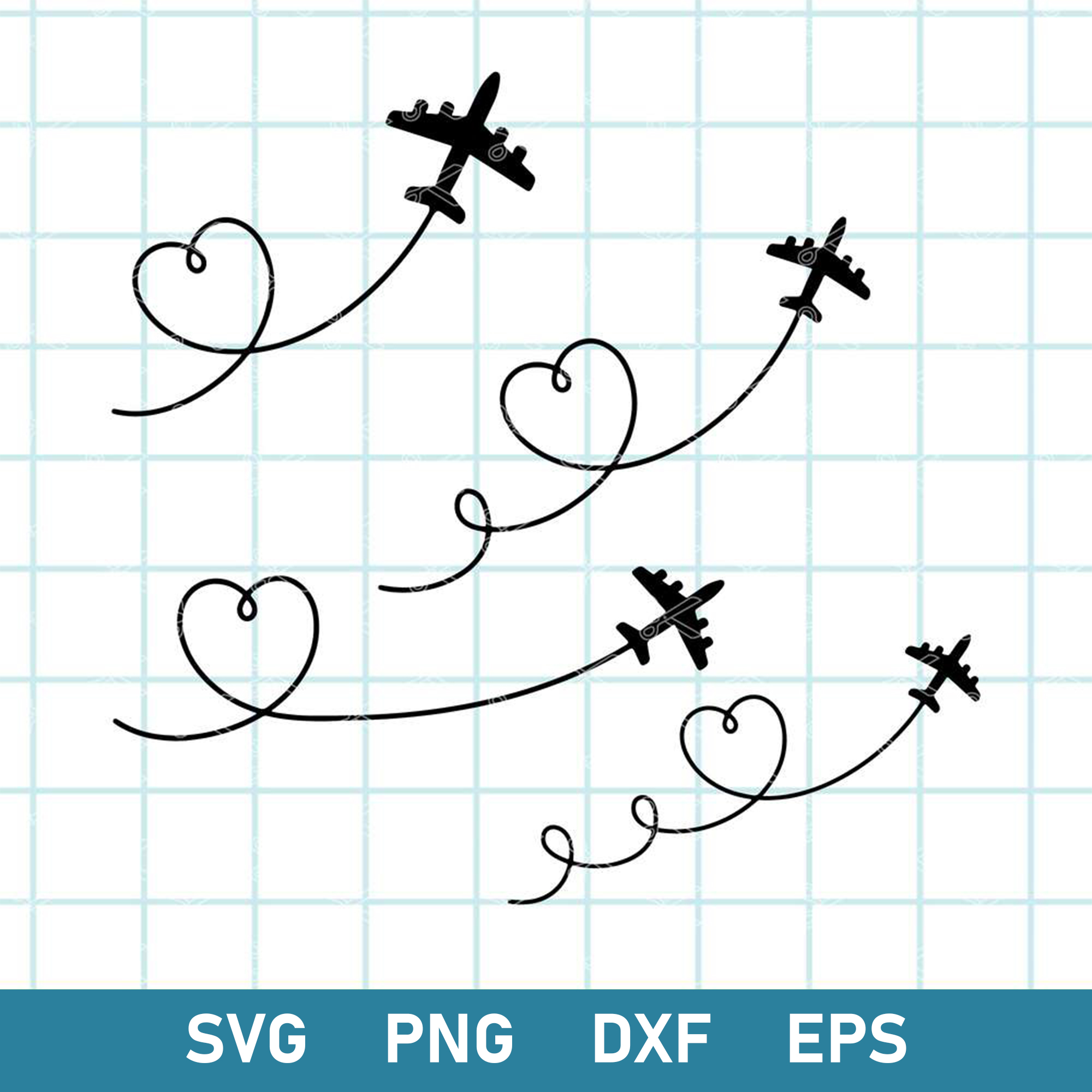 Airplane Bundle Svg, Airplane Svg, Plane Route Heart Path Tr | Inspire ...