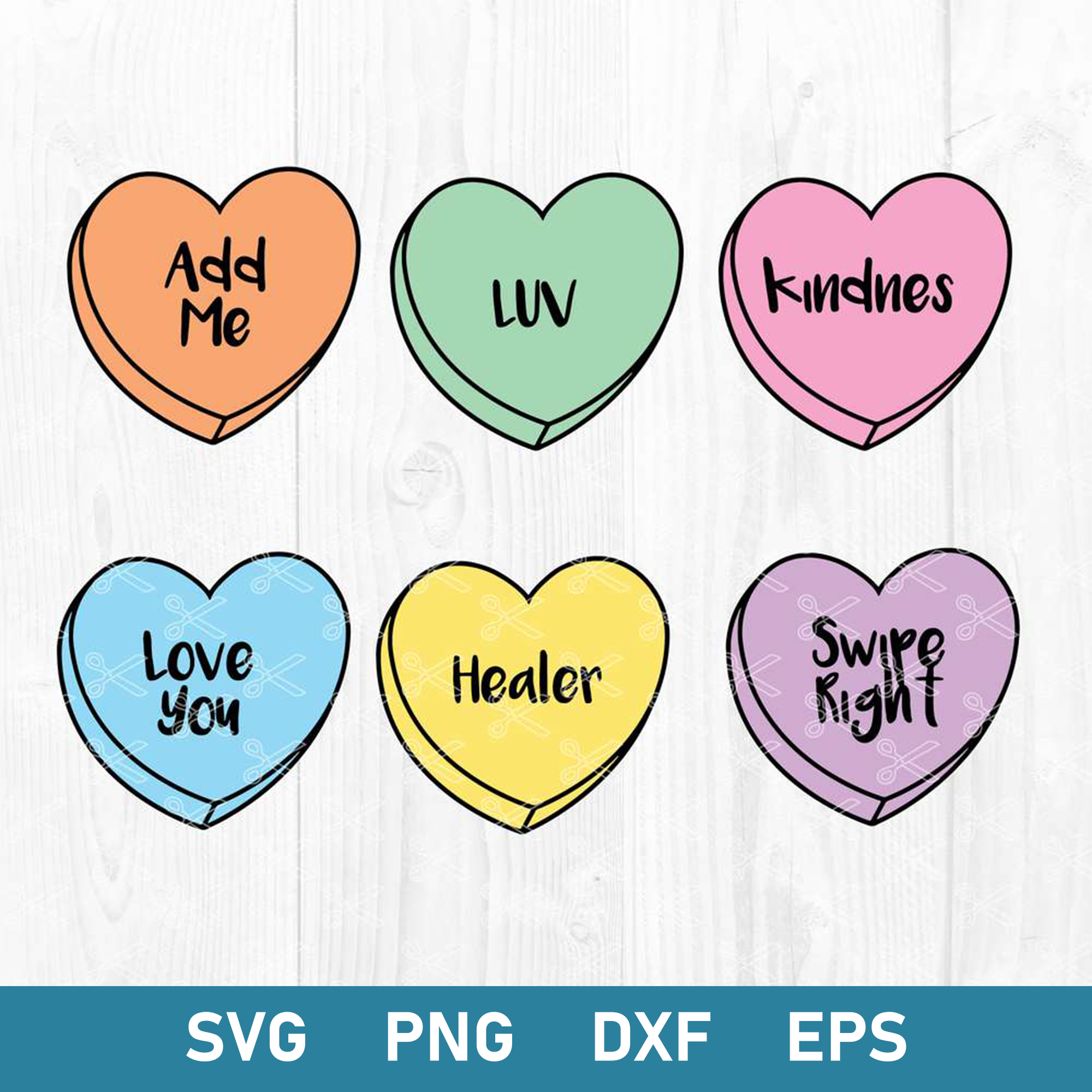 Conversation Heart Bundle Svg, Valentine Heart Svg, Candy He | Inspire ...