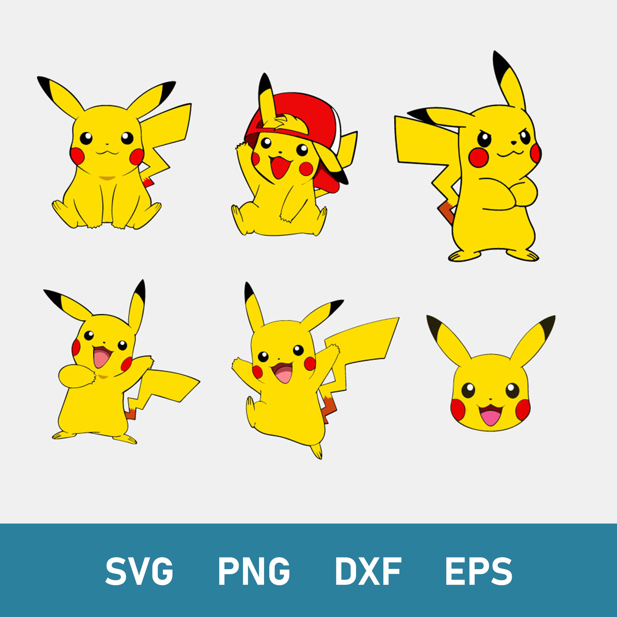 Pikachu Bundle Svg, Pikachu Svg, Pokemon Svg, Png Dxf Eps Di | Inspire ...