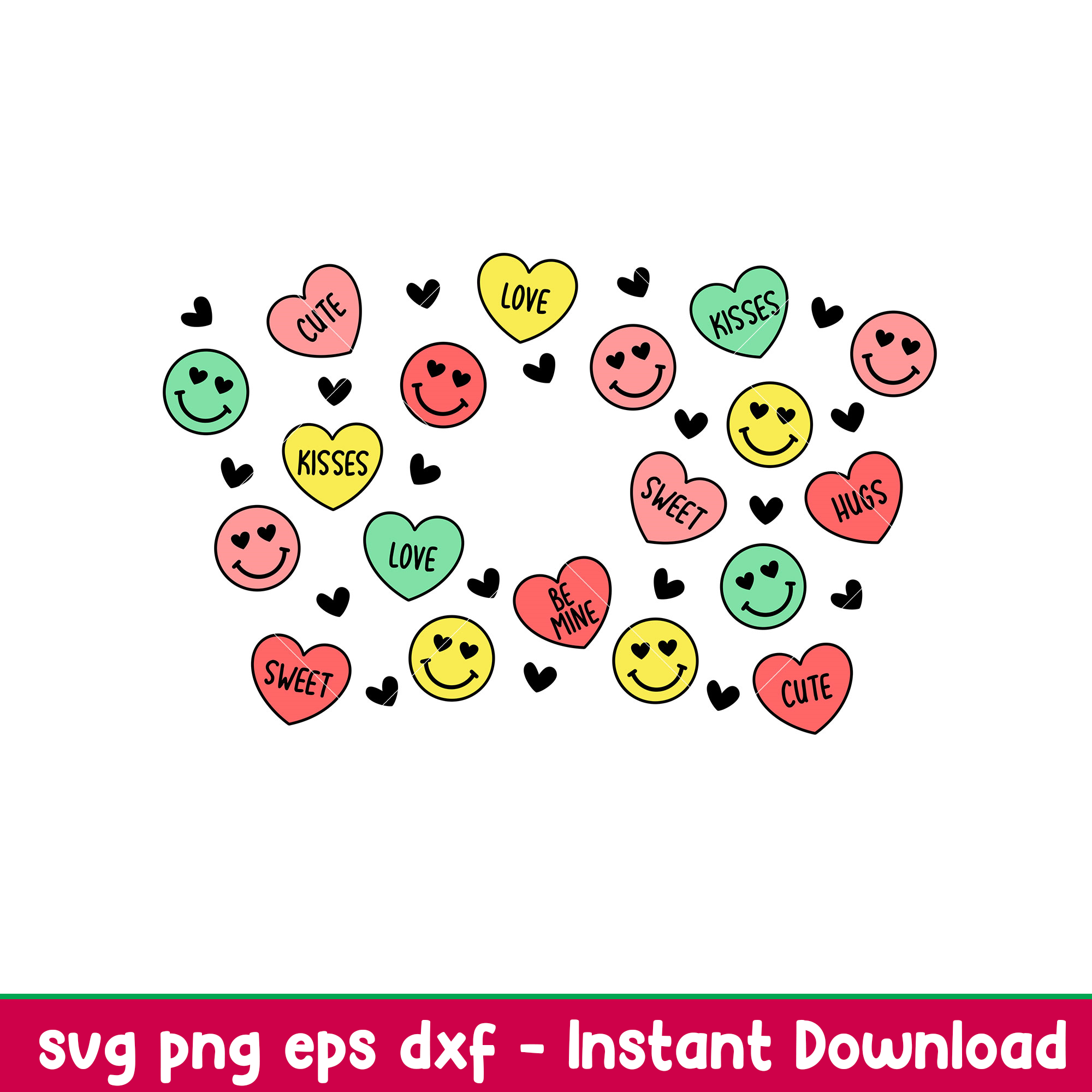 Smiley Hearts Full Wrap, Smiley Hearts Full Wrap Svg, Starbu - Inspire ...