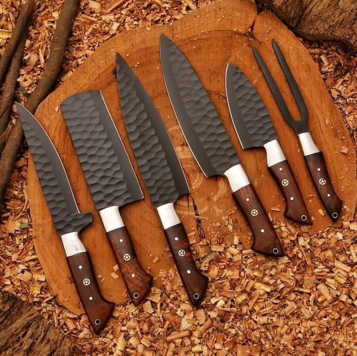 Damascus Chef Set Of 6Pieces ,Custom Handmade Chef Set , Han | Inspire ...