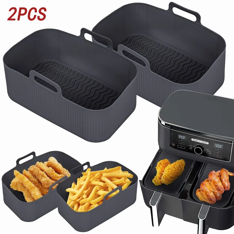 Air Fryer Silicone Tray Reusable Rectangle Oven Basket | Inspire Uplift