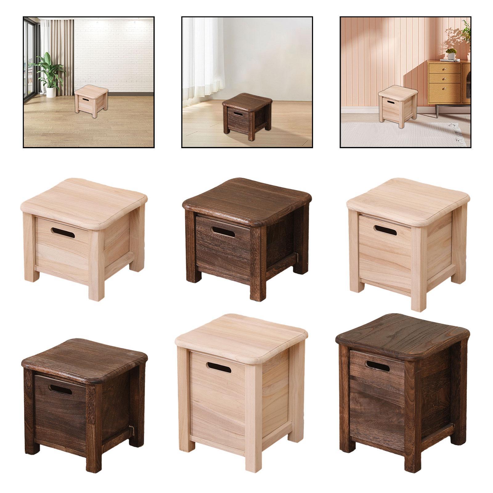 Solid Wooden Nordic Storage Stool with Drawer for Bedside | Inspire Uplift