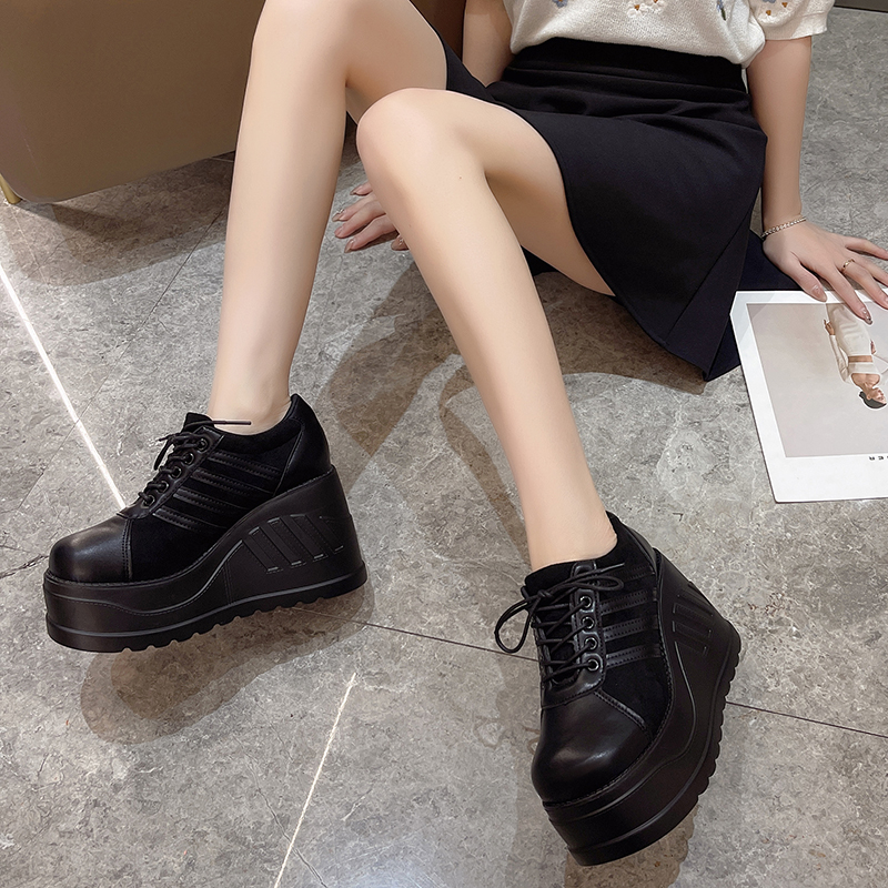 Big Size Black Design Female Goth Platform Fashion Wedges | Inspire Uplift