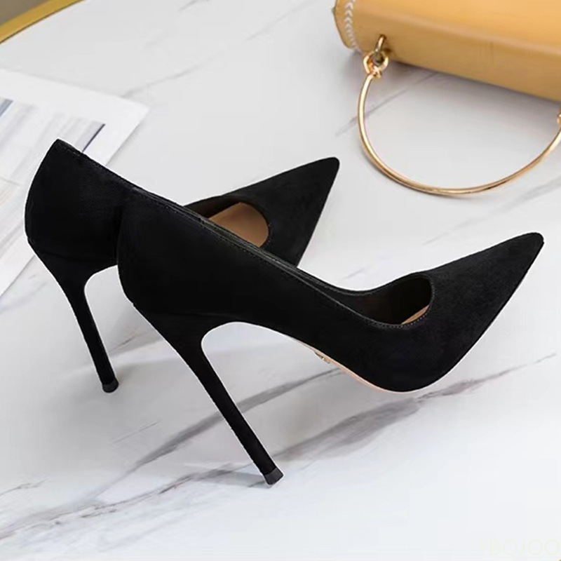 Sexy Black High Heels Women Shoes, Sharp Pointed Suede Pumps | Inspire ...