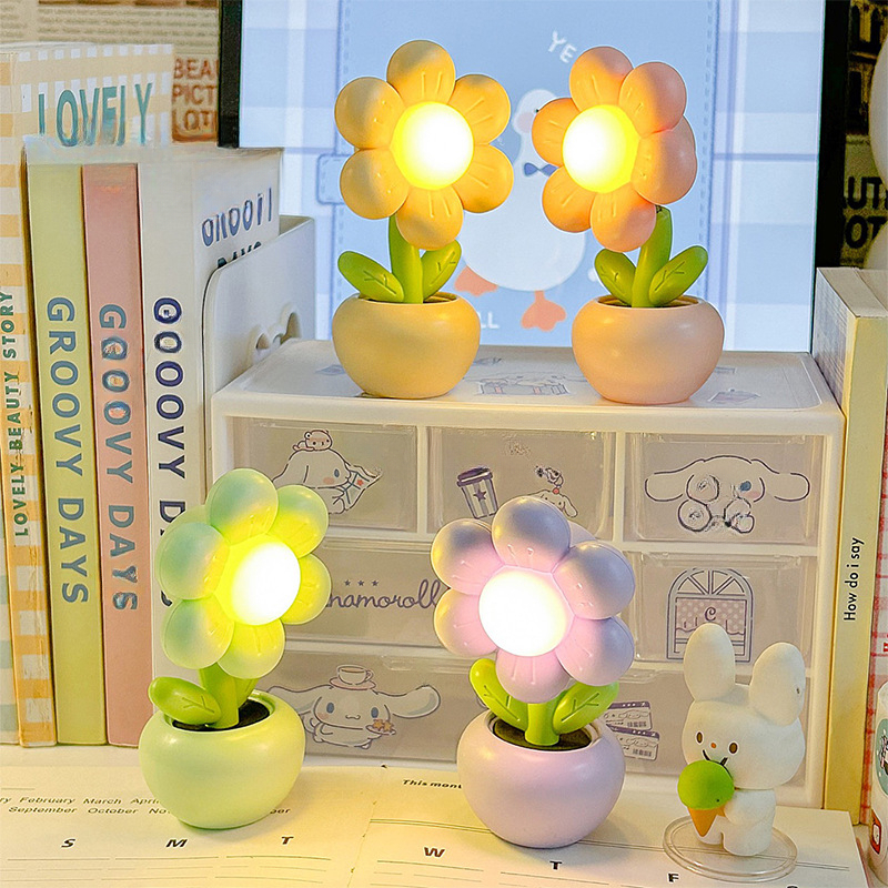 Battery Powered Mini LED Floral Potted Night Light | Inspire Uplift
