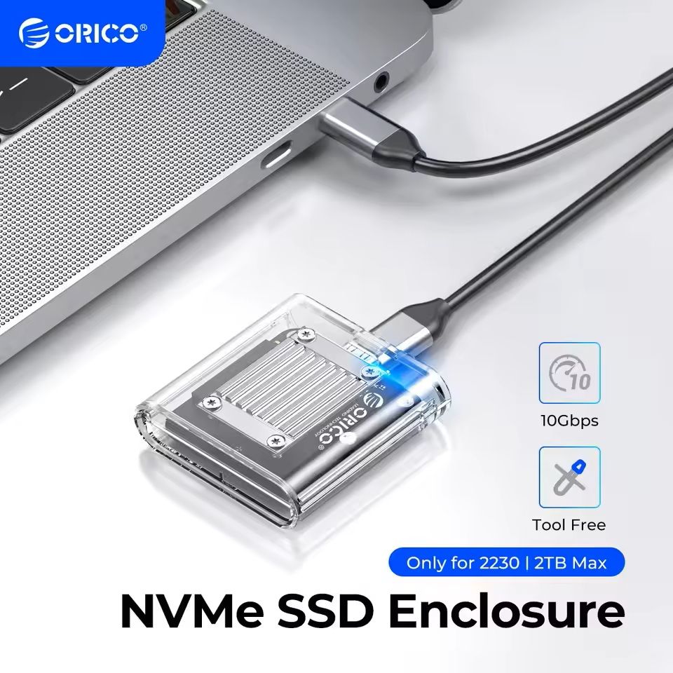 Transparent NVMe SSD Enclosure USB C Adapter 10Gbps | Inspire Uplift