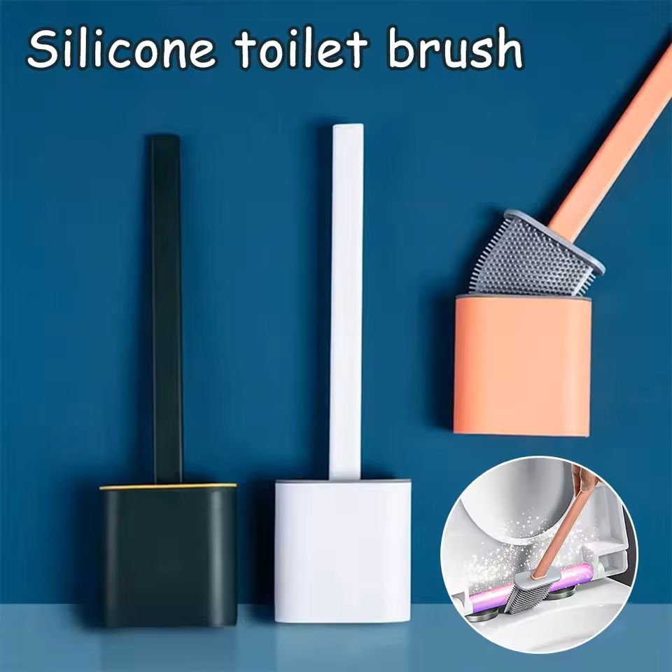 Flexible Silicone Toilet Brush with Long Handle and Wall Mou | Inspire ...
