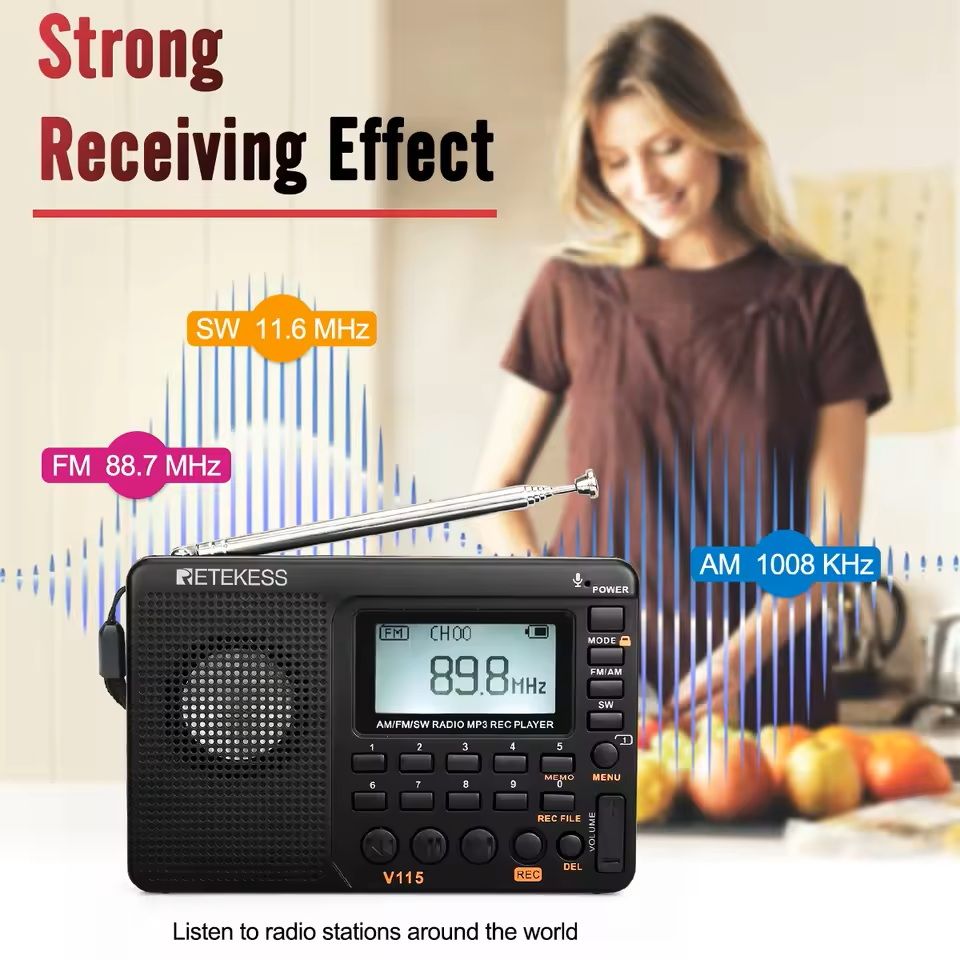 Portable Multi-Band Rechargeable Radio with USB Recorder | Inspire Uplift
