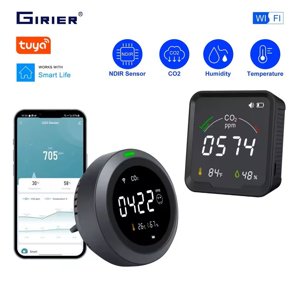 Smart WiFi CO2 Detector with Digital Display for Home Air Qu | Inspire ...