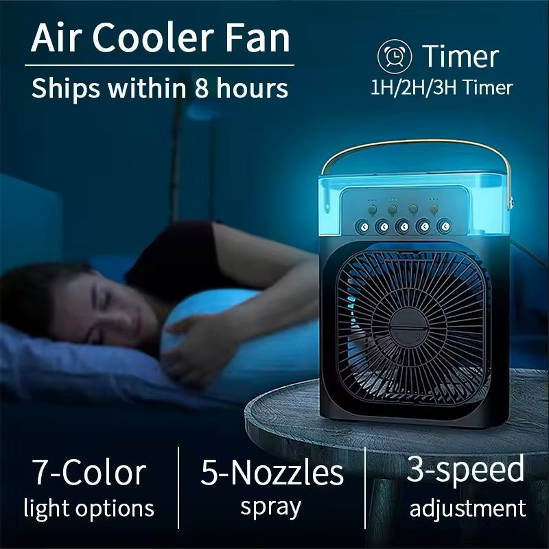3-in-1 Portable Air Conditioner Fan with LED Night Light & H | Inspire ...