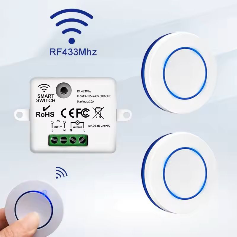 Wireless 433MHz Remote Light Switch Wall Panel Relay Control | Inspire ...