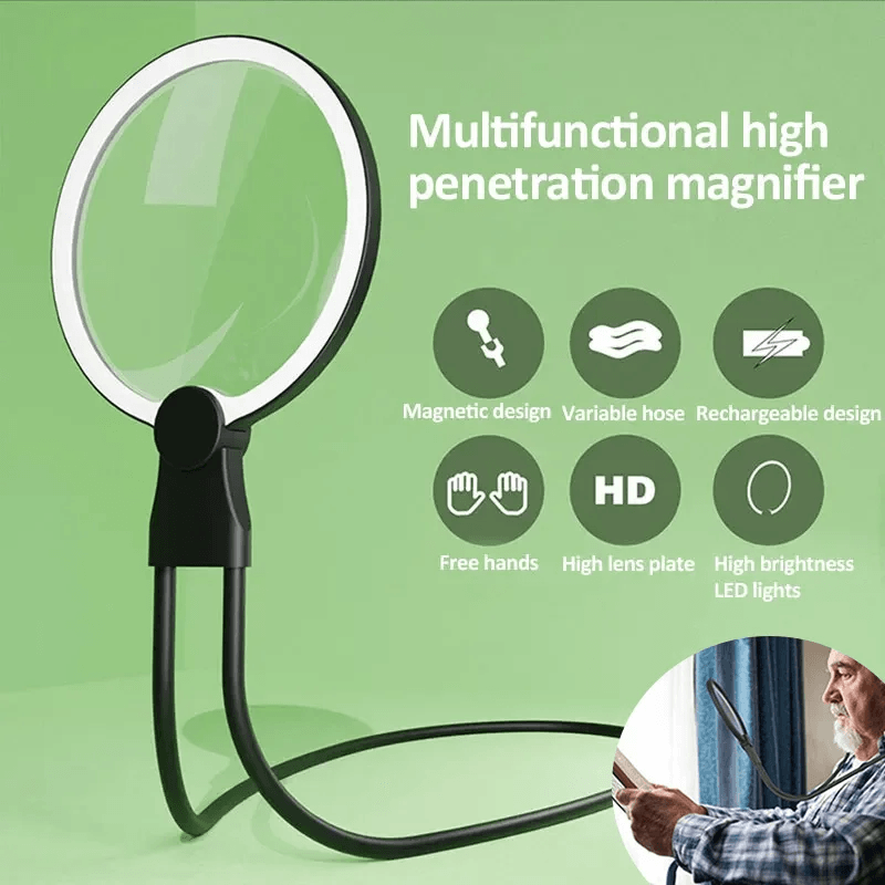 LED Neck Wear Magnifier with Rechargeable Desktop Stand | Inspire Uplift