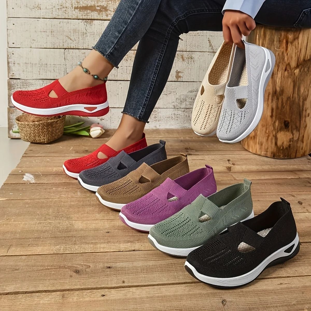 Womens Breathable Mesh Walking Shoes with Lightweight PVC So | Inspire ...