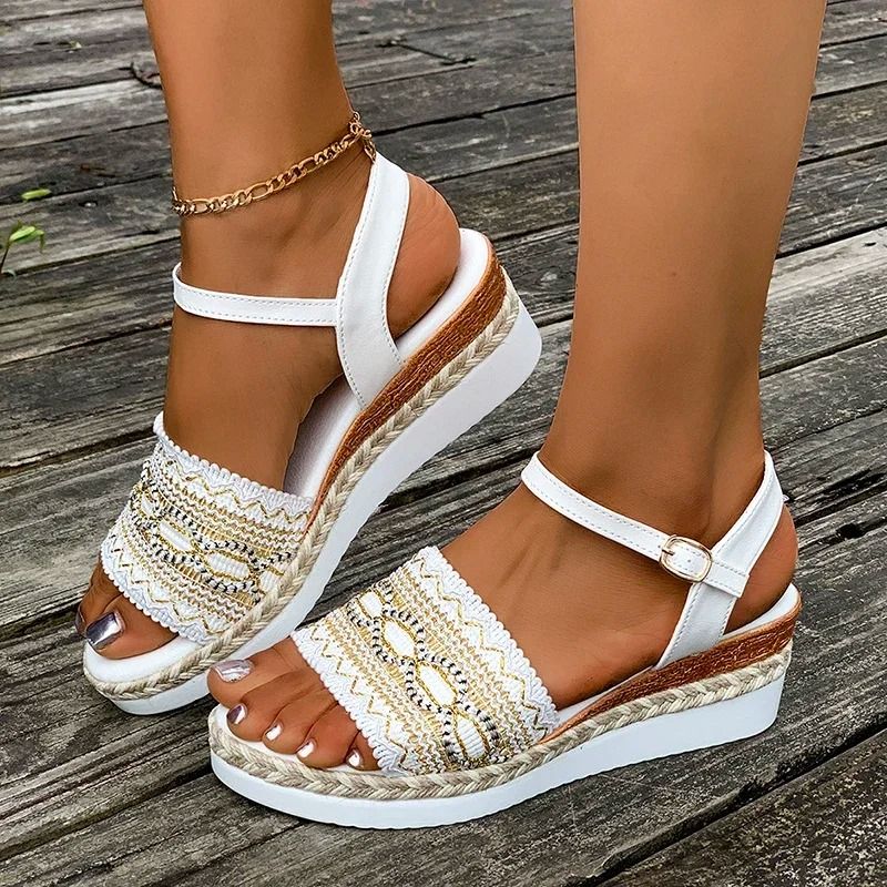 Bohemian Platform Wedge Sandals Lightweight Embroidered Summ | Inspire ...