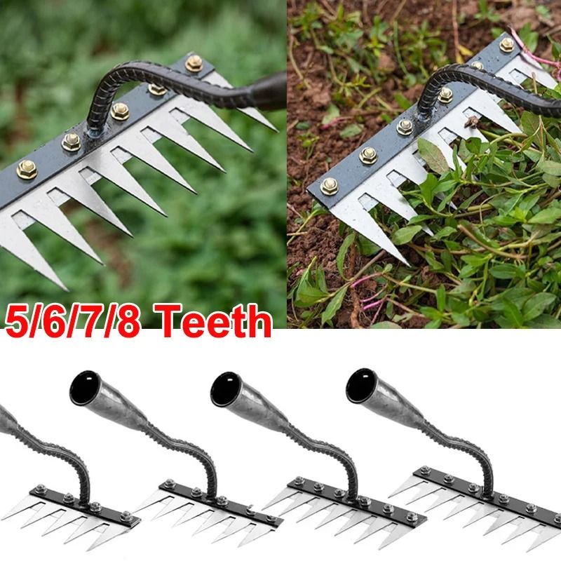 Heavy Duty Iron Garden Rake with 5 to 8 Teeth for Soil Loose | Inspire ...