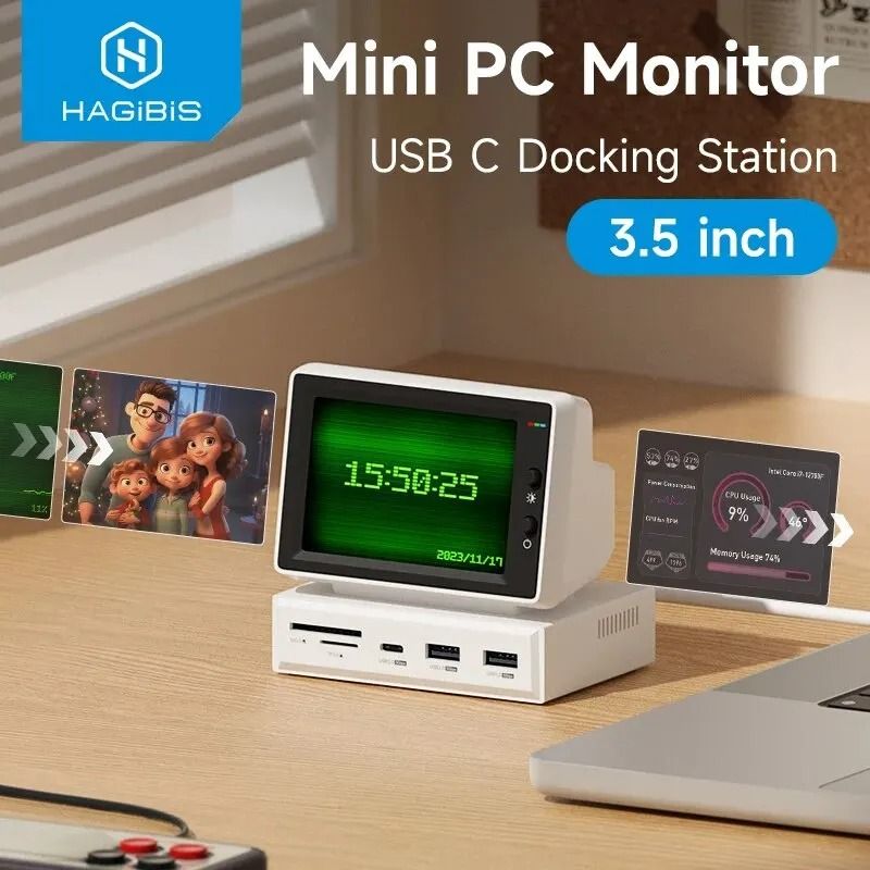 3.5in IPS Mini PC Monitoring Display with USB C Hub | Inspire Uplift
