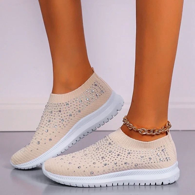Shining Crystal Flats Mesh Sneakers for Women | Inspire Uplift