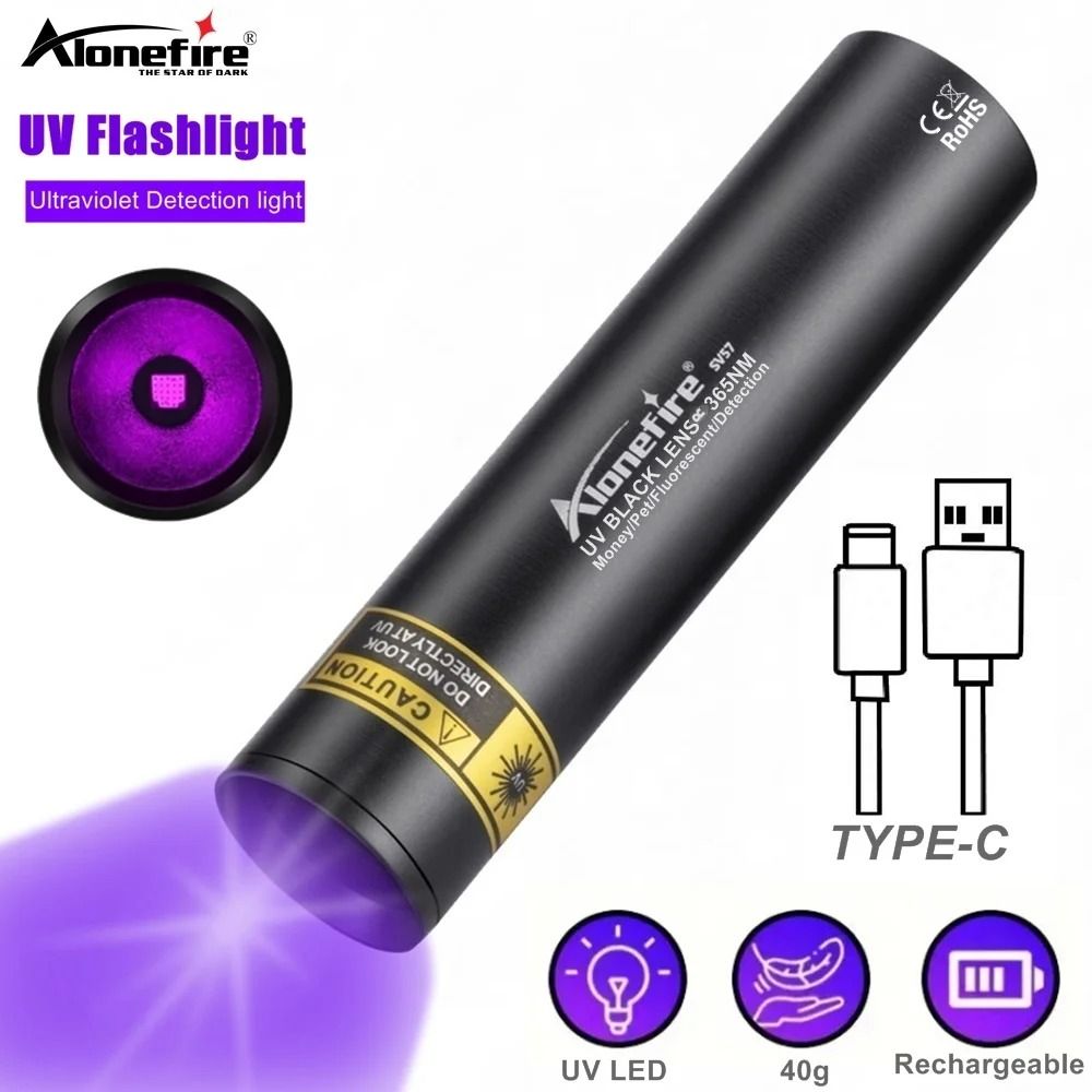 Mini UV Flashlight 365nm Rechargeable Blacklight Torch for P | Inspire ...