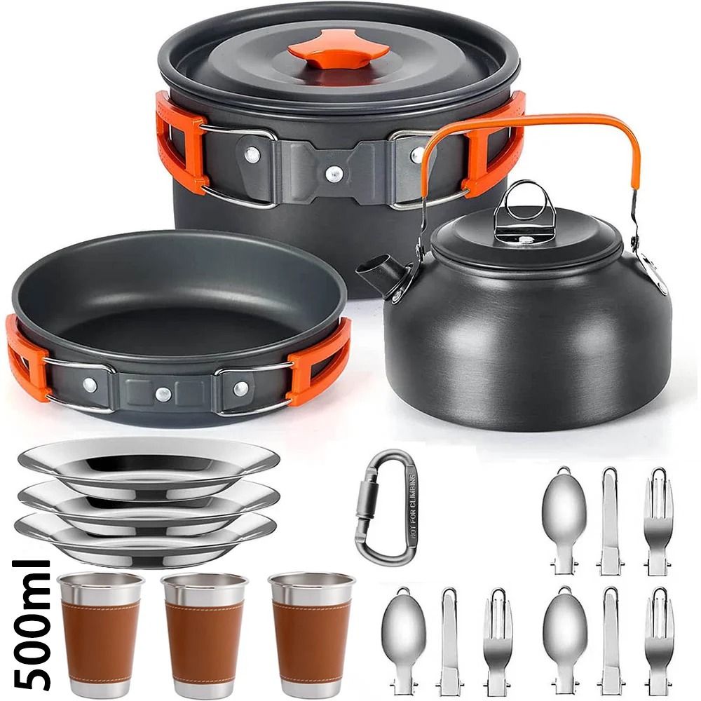 Camping Cookware Set Outdoor Cooking Pots Pans Teapot Travel | Inspire ...
