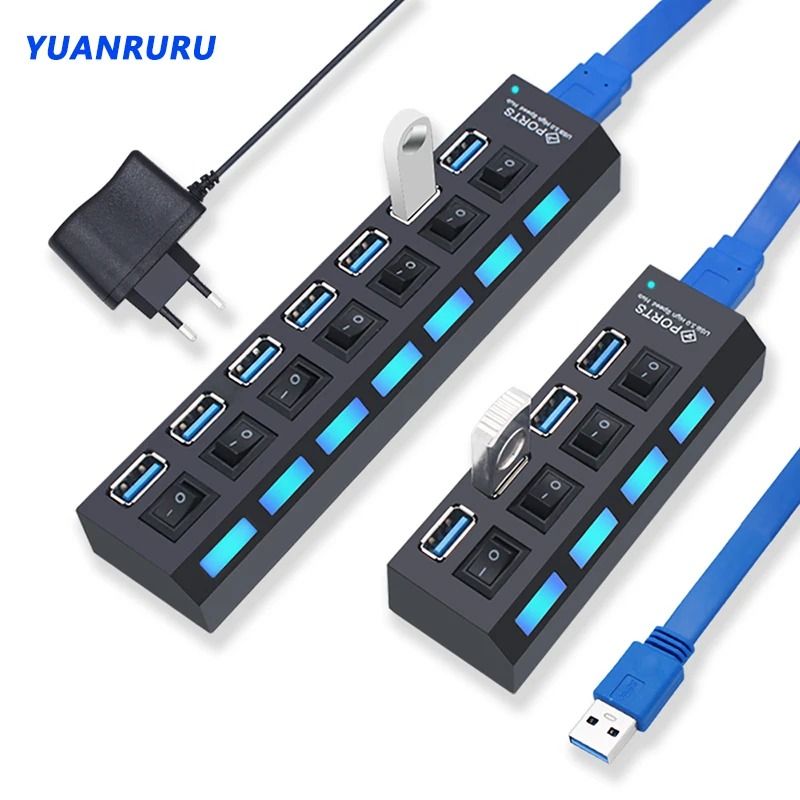 USB Hub Expander with Multiple Ports and Power Switch for PC | Inspire ...